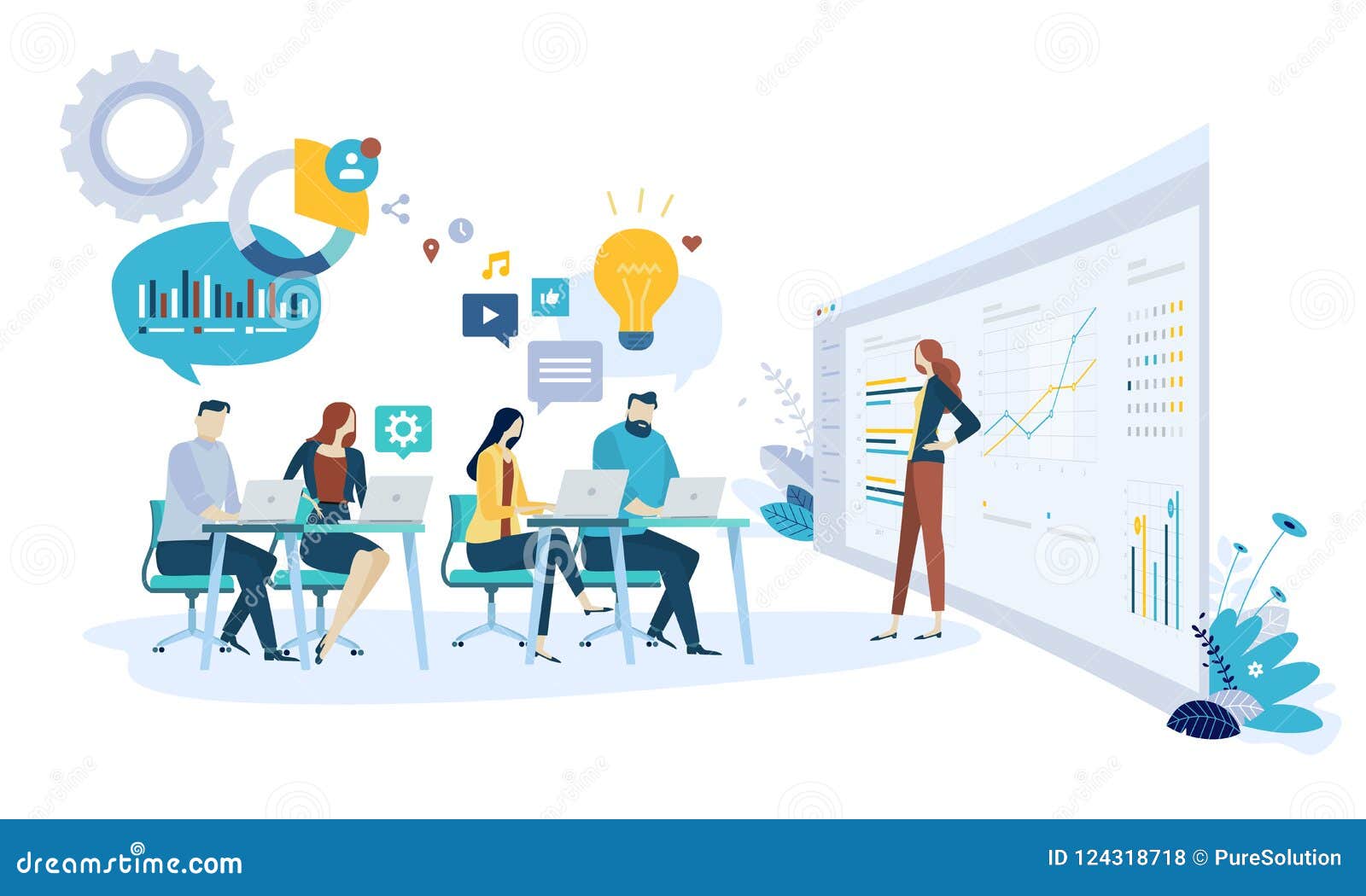 Vector Illustration Concept of Brainstorming, Research and Development ...