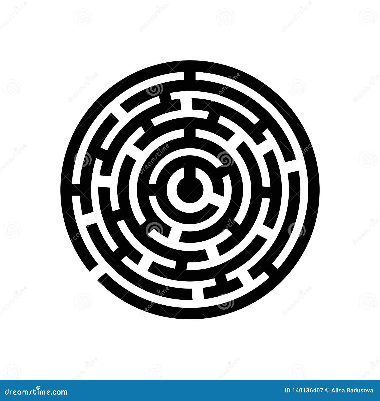 Vector Illustration Concept of Circle Labyrinth Maze. Icon on White ... Vector Illustration Concept of Circle Labyrinth Maze. Icon on White ...