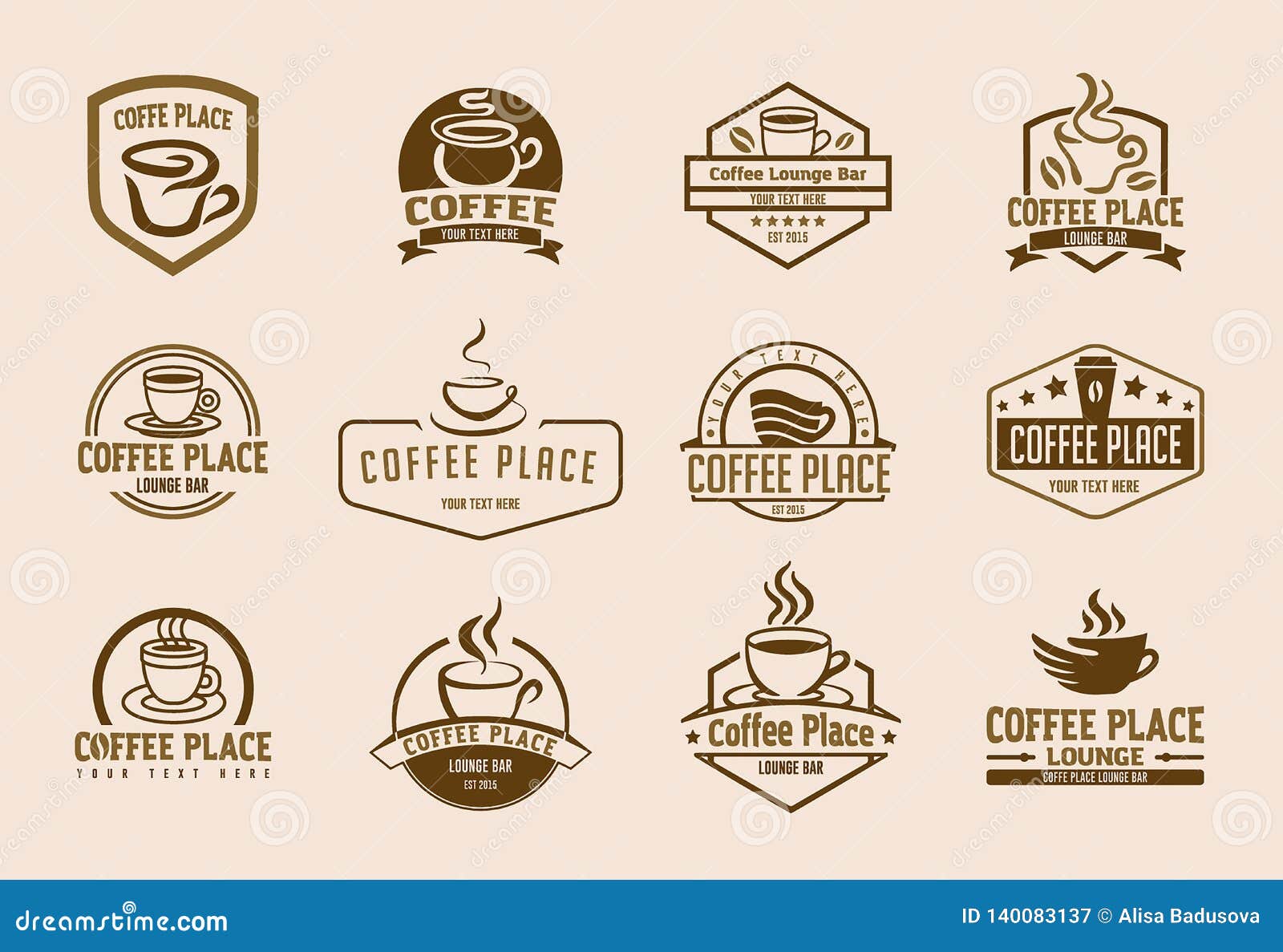 Vector Illustration Concept of Coffee Logo. Brown on Beige Background ...