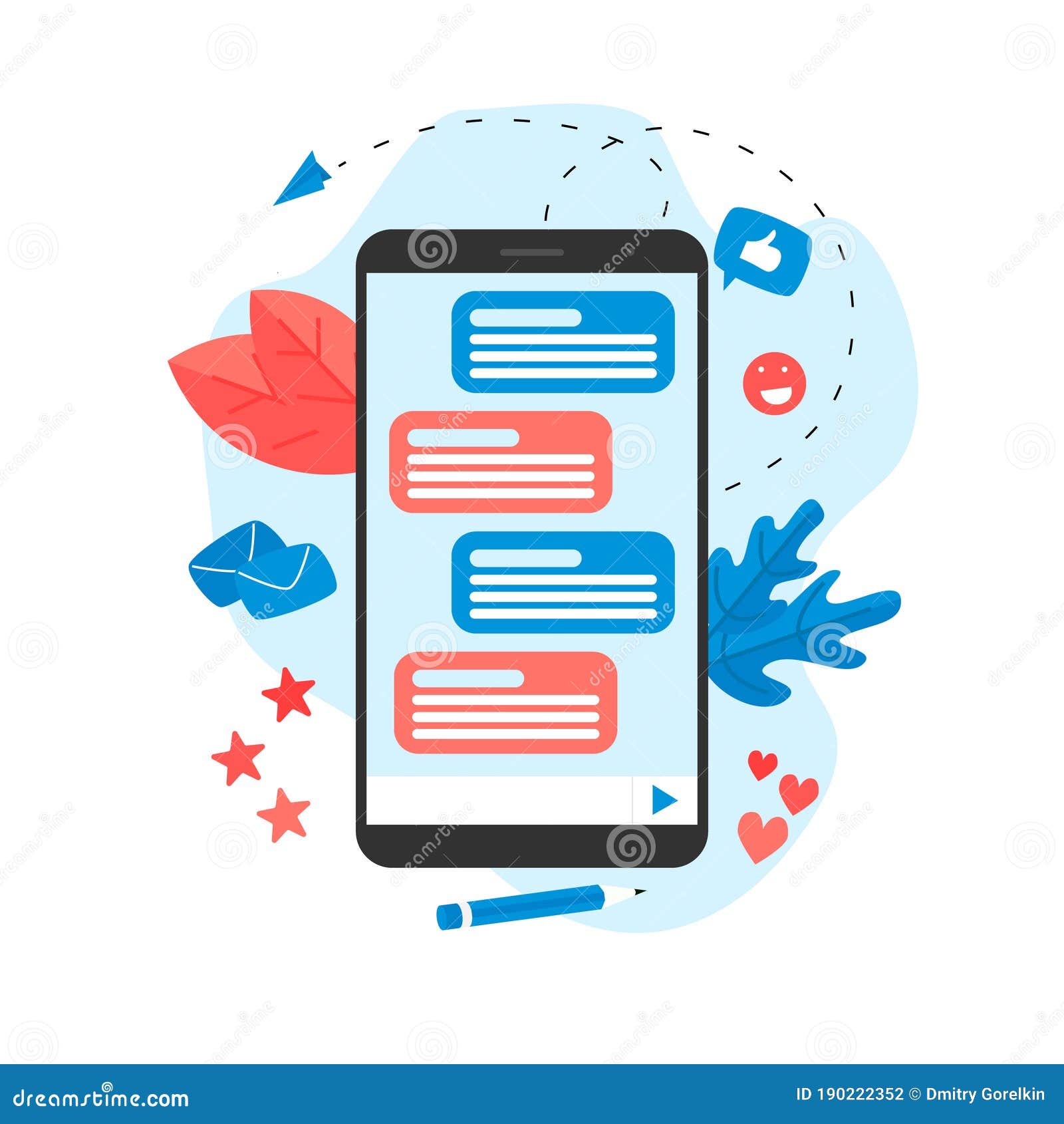 Vector Illustration Concept of Communication in Online Chat Stock ...