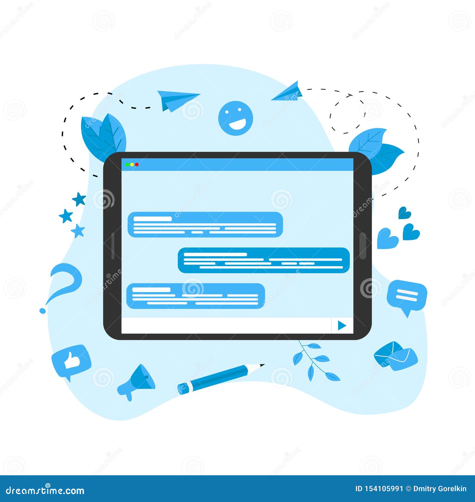 Vector Illustration Concept of Communication in Online Chat Stock ...