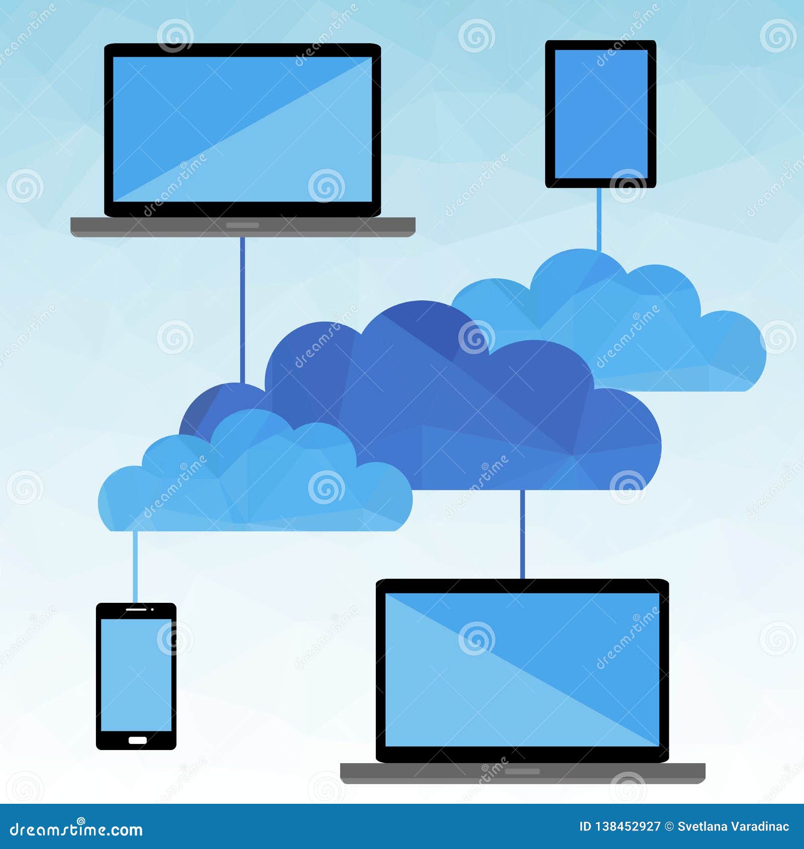 Polygonal Cloud Computing Technology. Stock Vector - Illustration of smartphone, internet: 138452927