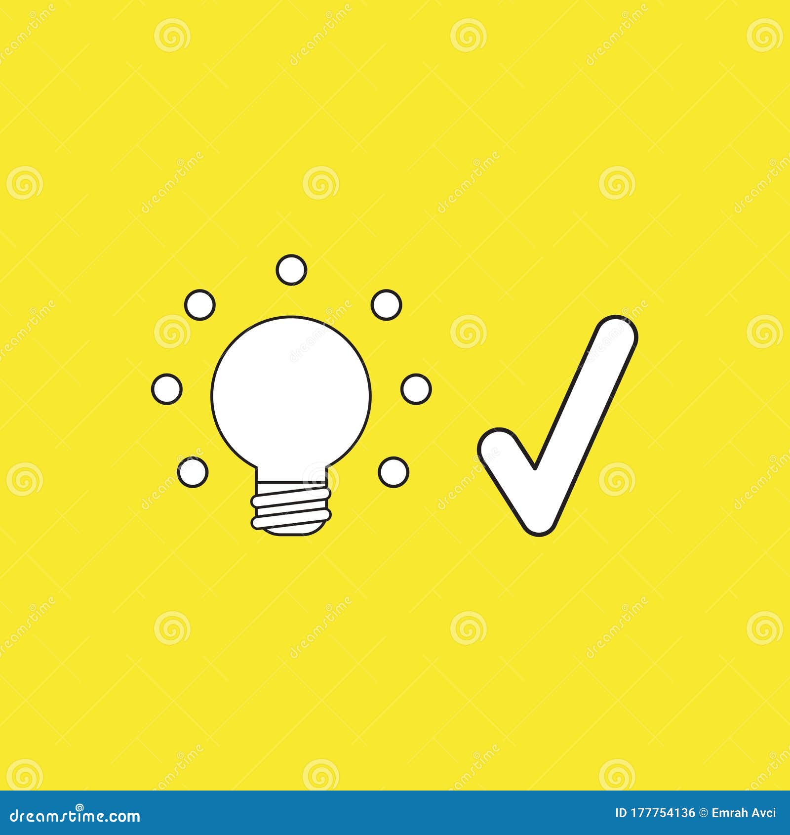 Vector Illustration Concept Of Glowing Light Bulb With Check Mark ...