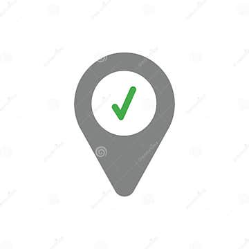 Vector Icon Concept of Check Mark Inside Map Pointer Stock Vector ...