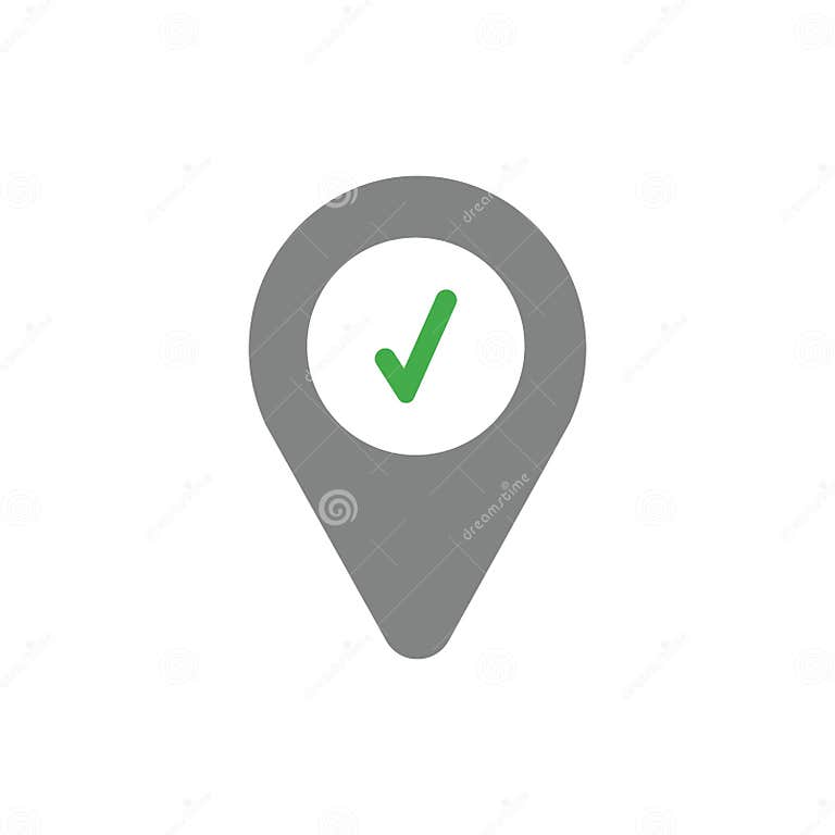 Vector Icon Concept of Check Mark Inside Map Pointer Stock Vector ...