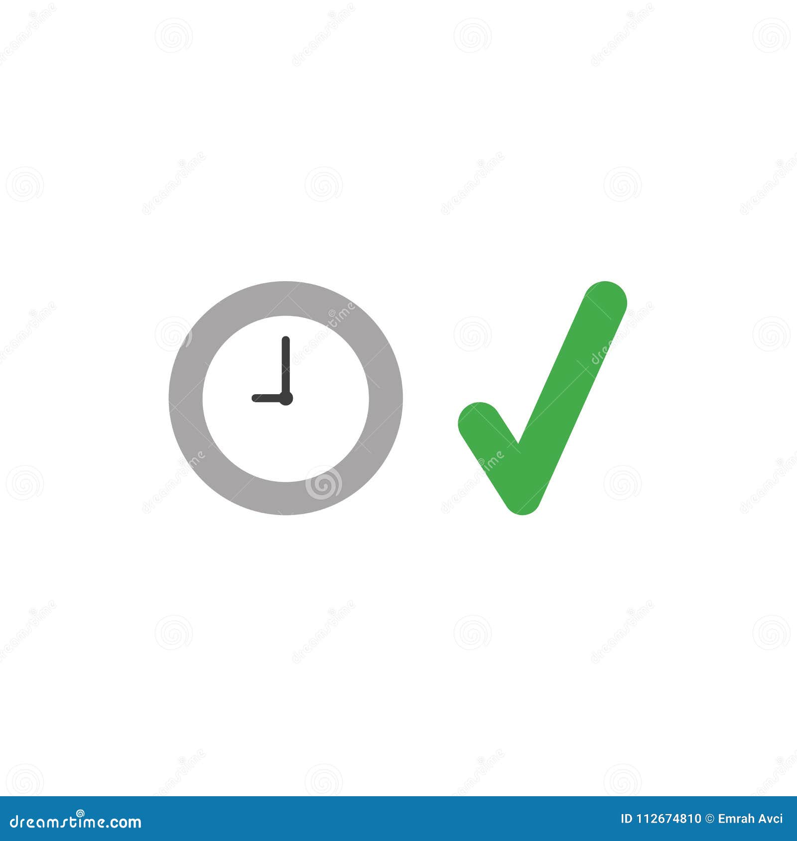 Vector Icon Concept of Clock Time with Check Mark Stock Vector ...