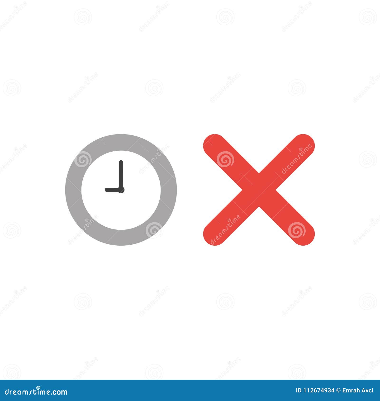 Vector Icon Concept of Clock Time with X Mark Stock Vector ...