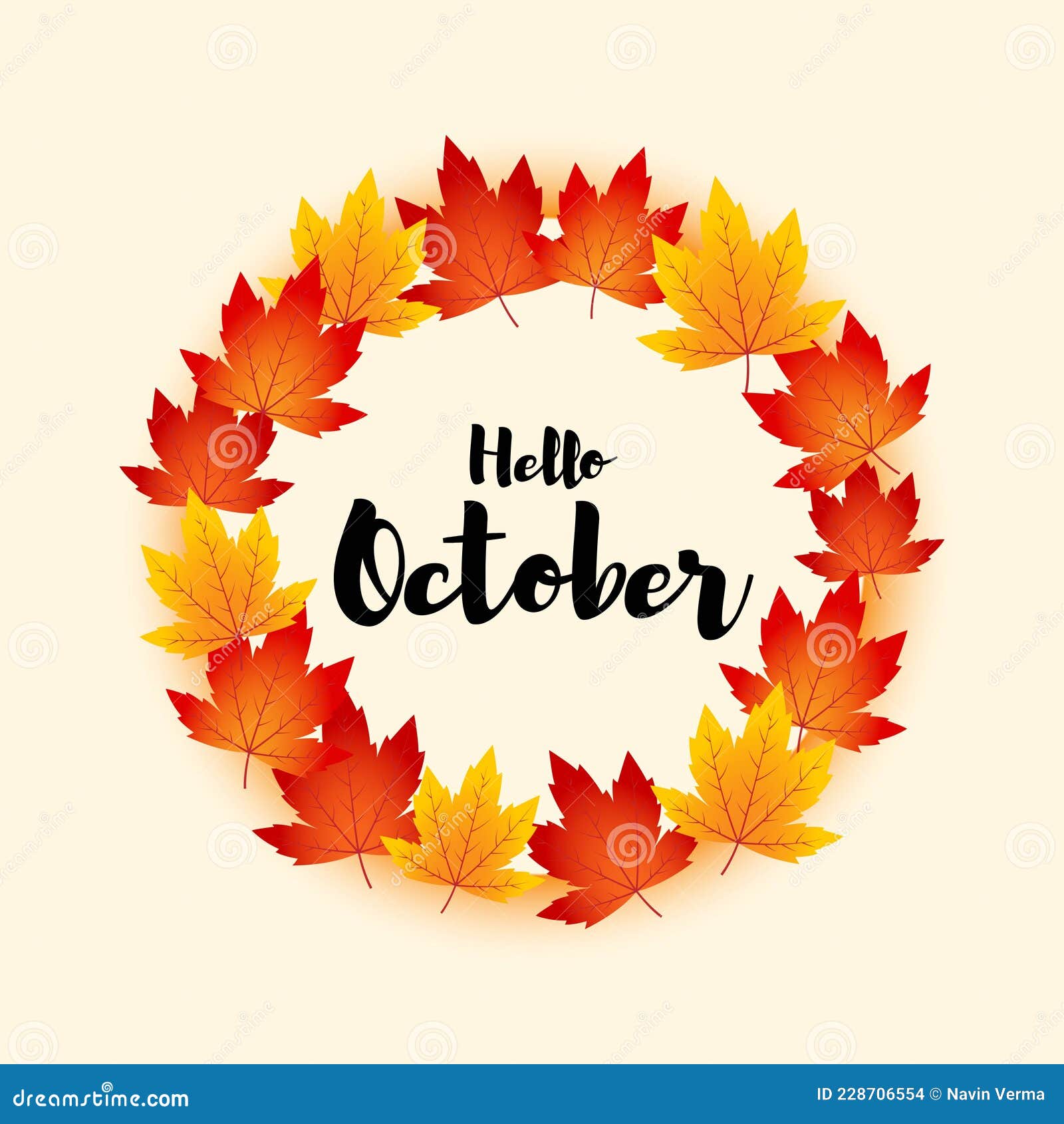 Vector Illustration Concept for Hello October Greeting Stock Vector ...