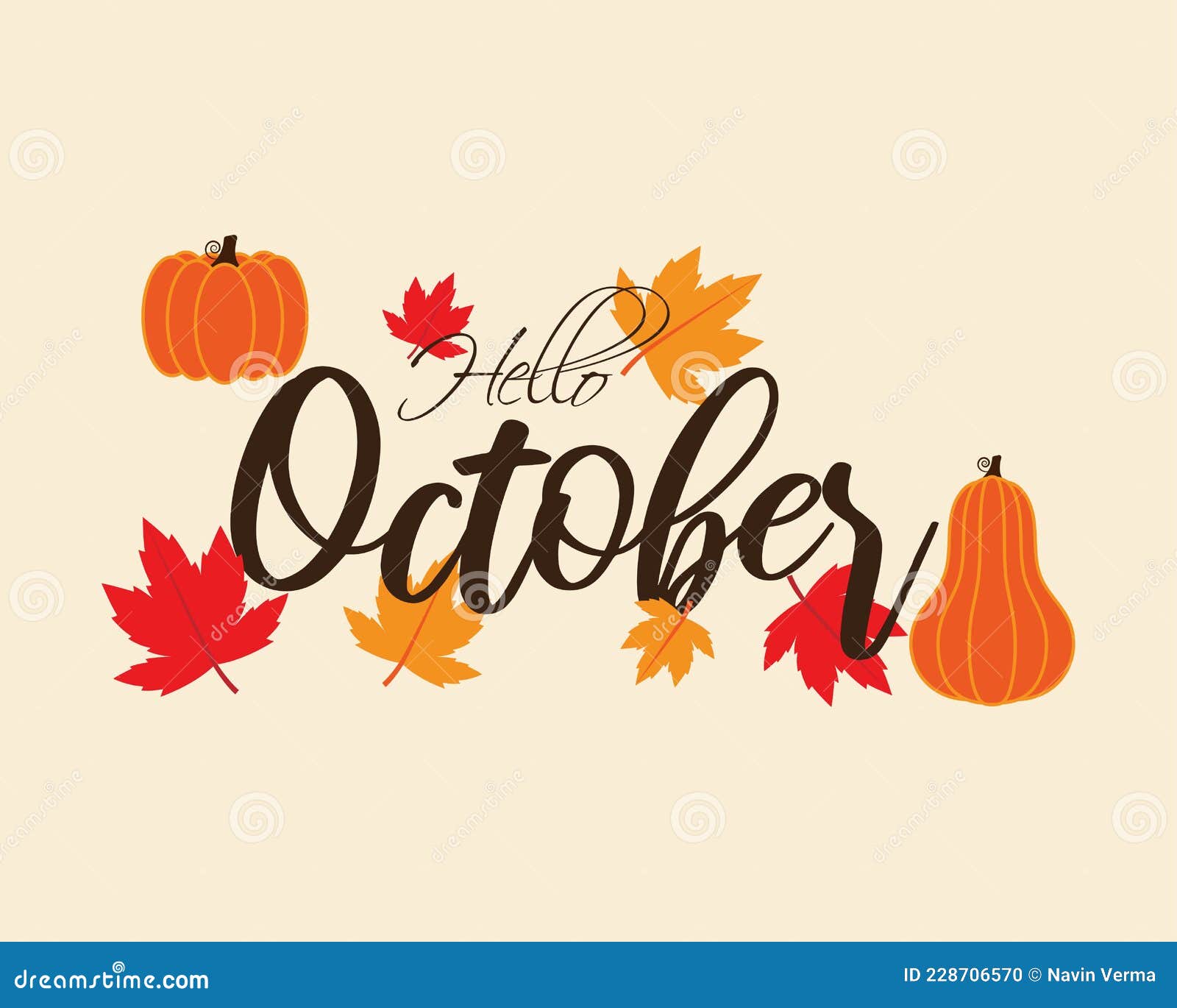 Vector Illustration Concept for Hello October Greeting Stock Vector ...