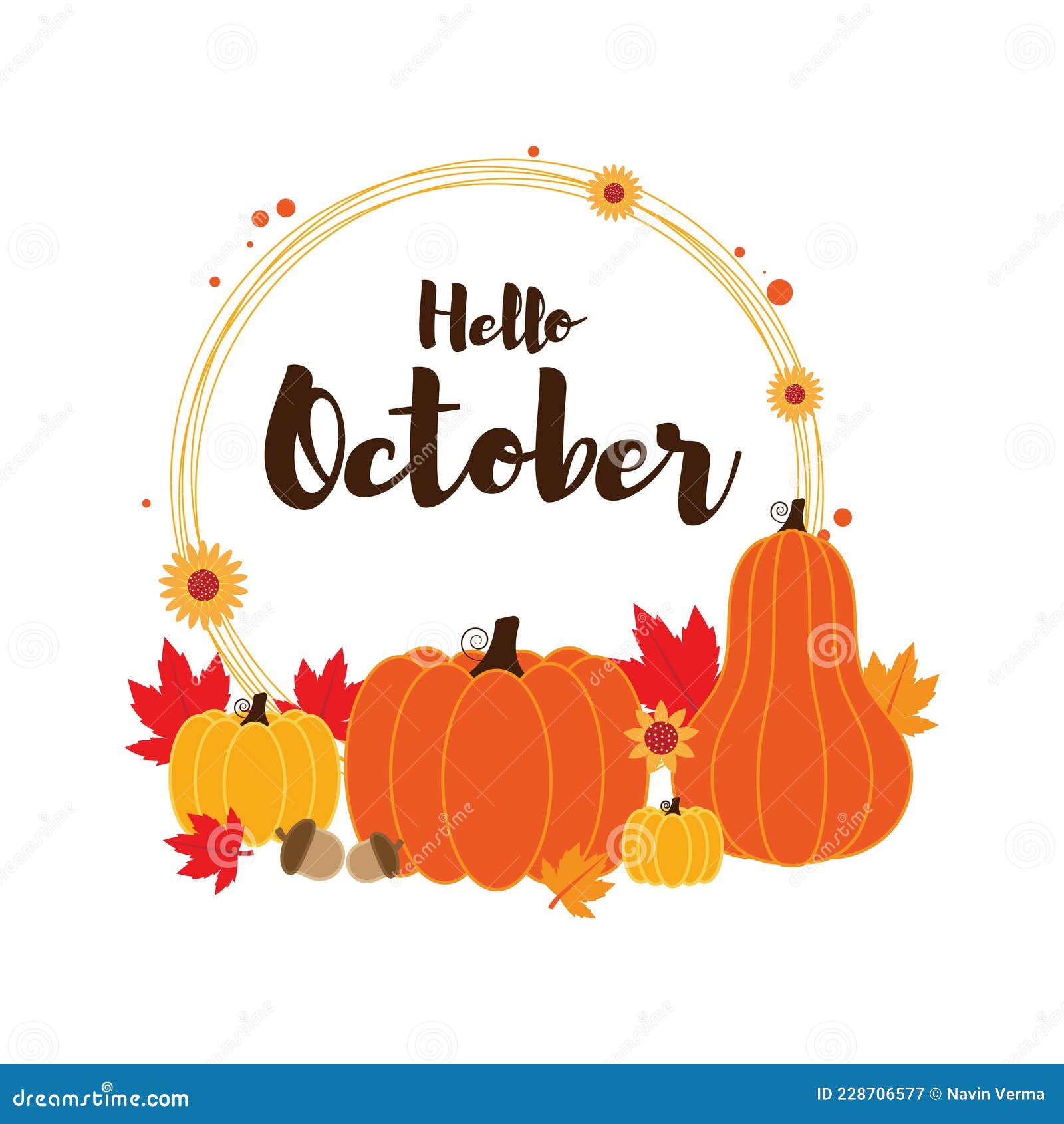 Vector Illustration Concept for Hello October Greeting Stock Vector ...