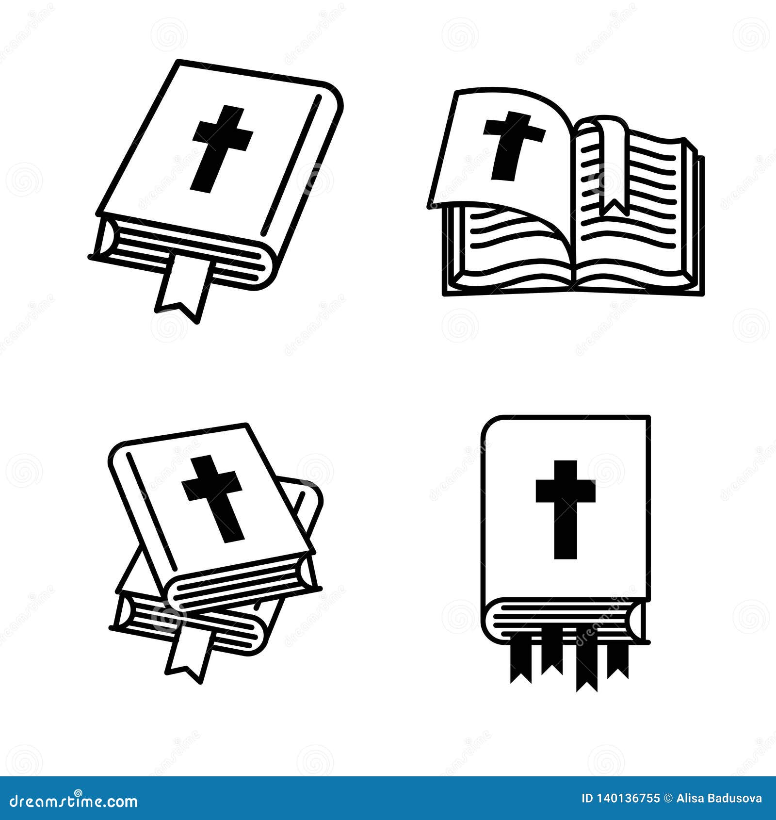 Vector Illustration Concept of Holy Bible Book. Icon on White ...