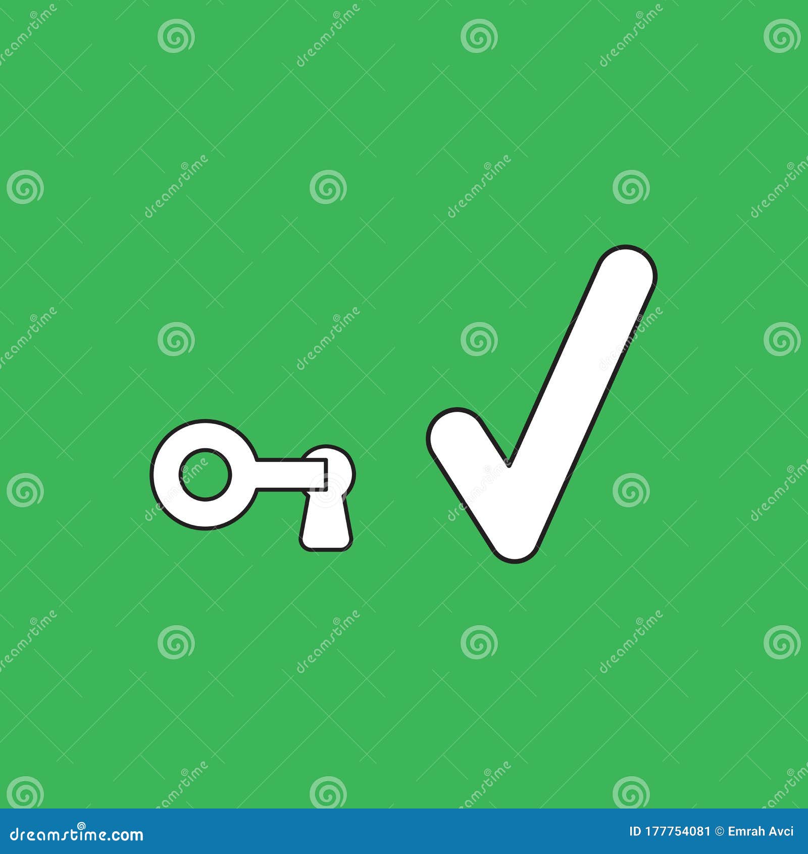 Vector Illustration Concept Of Key In Keyhole With Check Mark ...