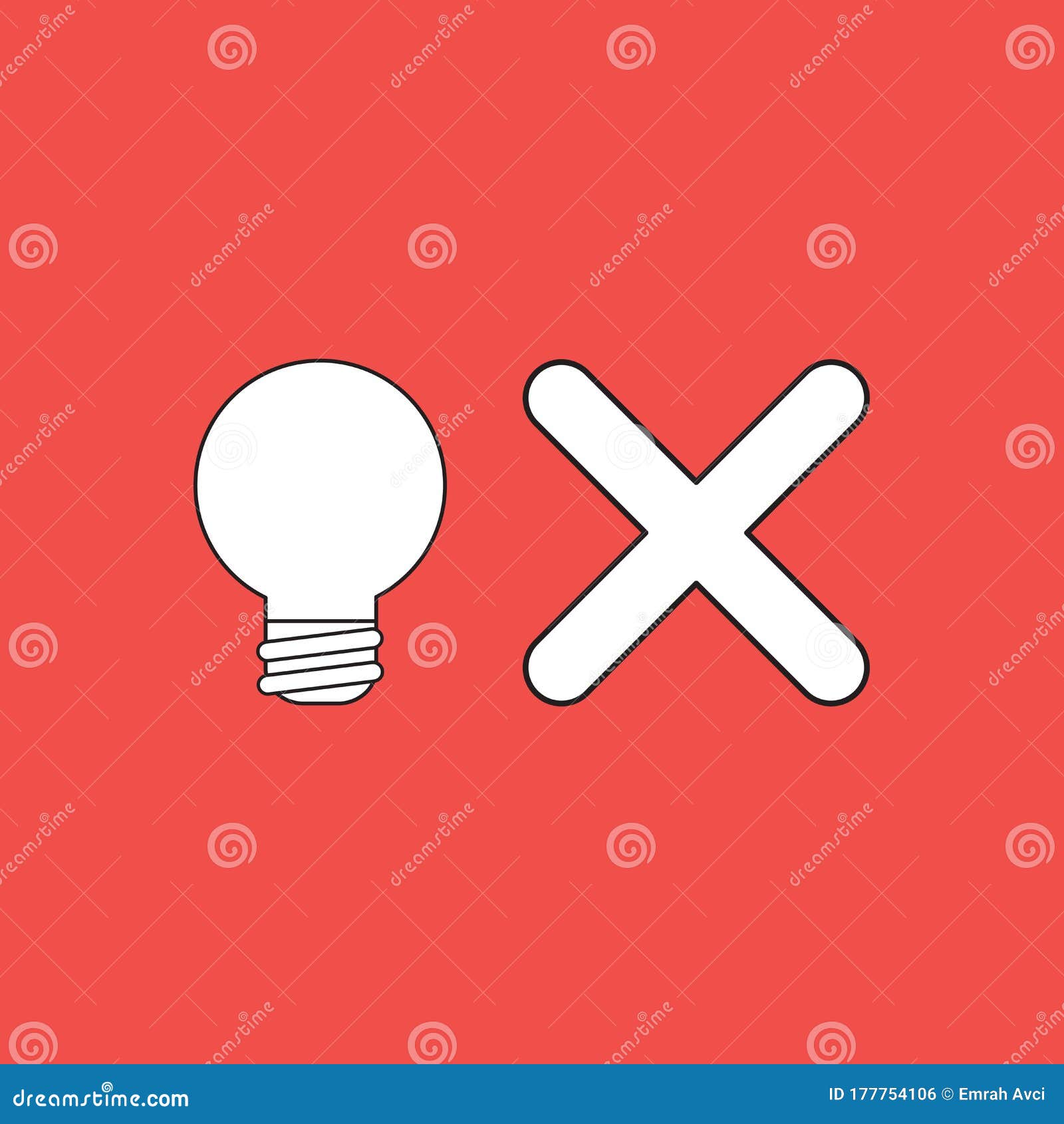 Vector Illustration Concept of Light Bulb with X Mark Symbol Stock ...