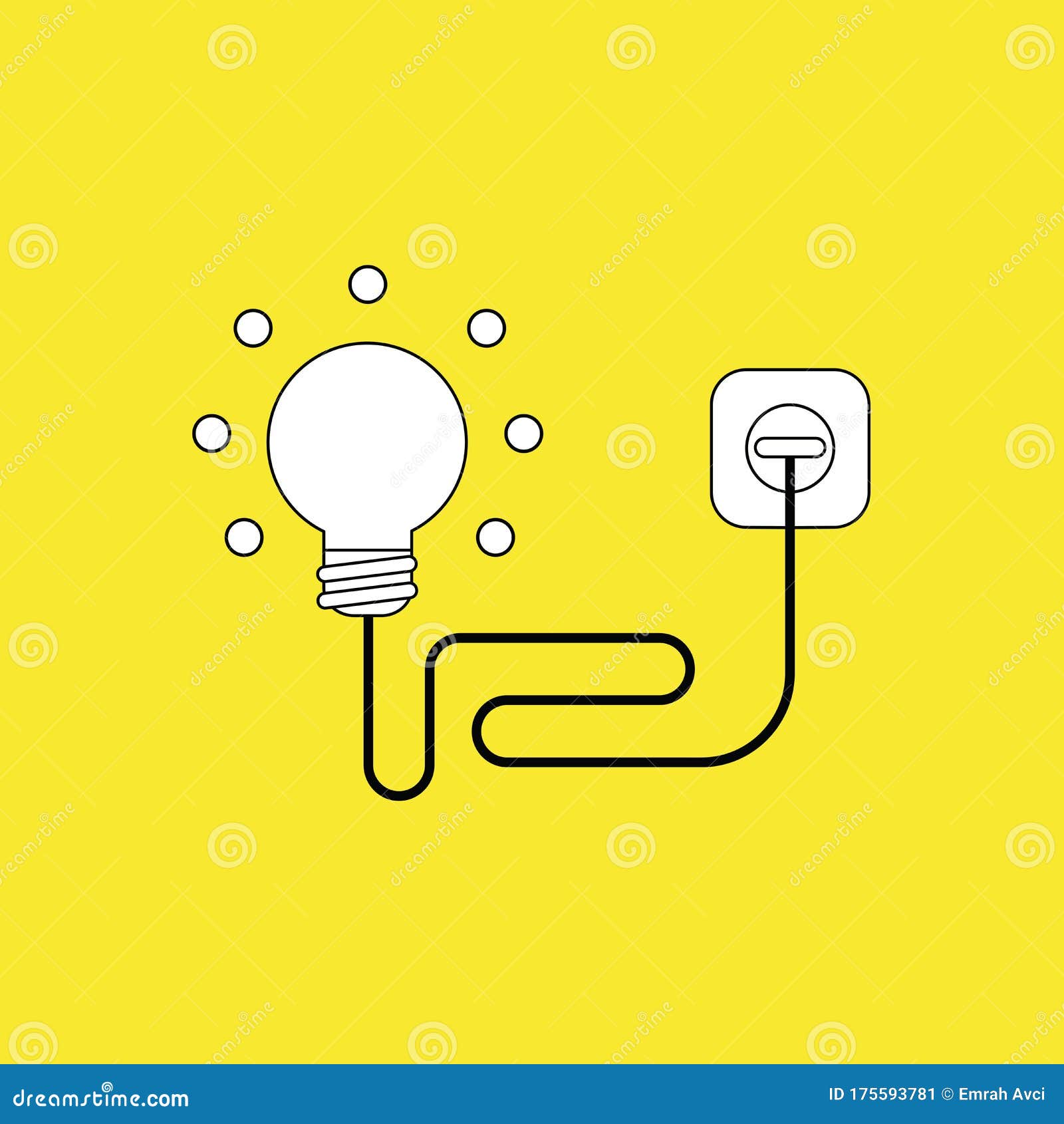 Vector Illustration Concept of Light Bulb with Wire Plugged into Outlet ...