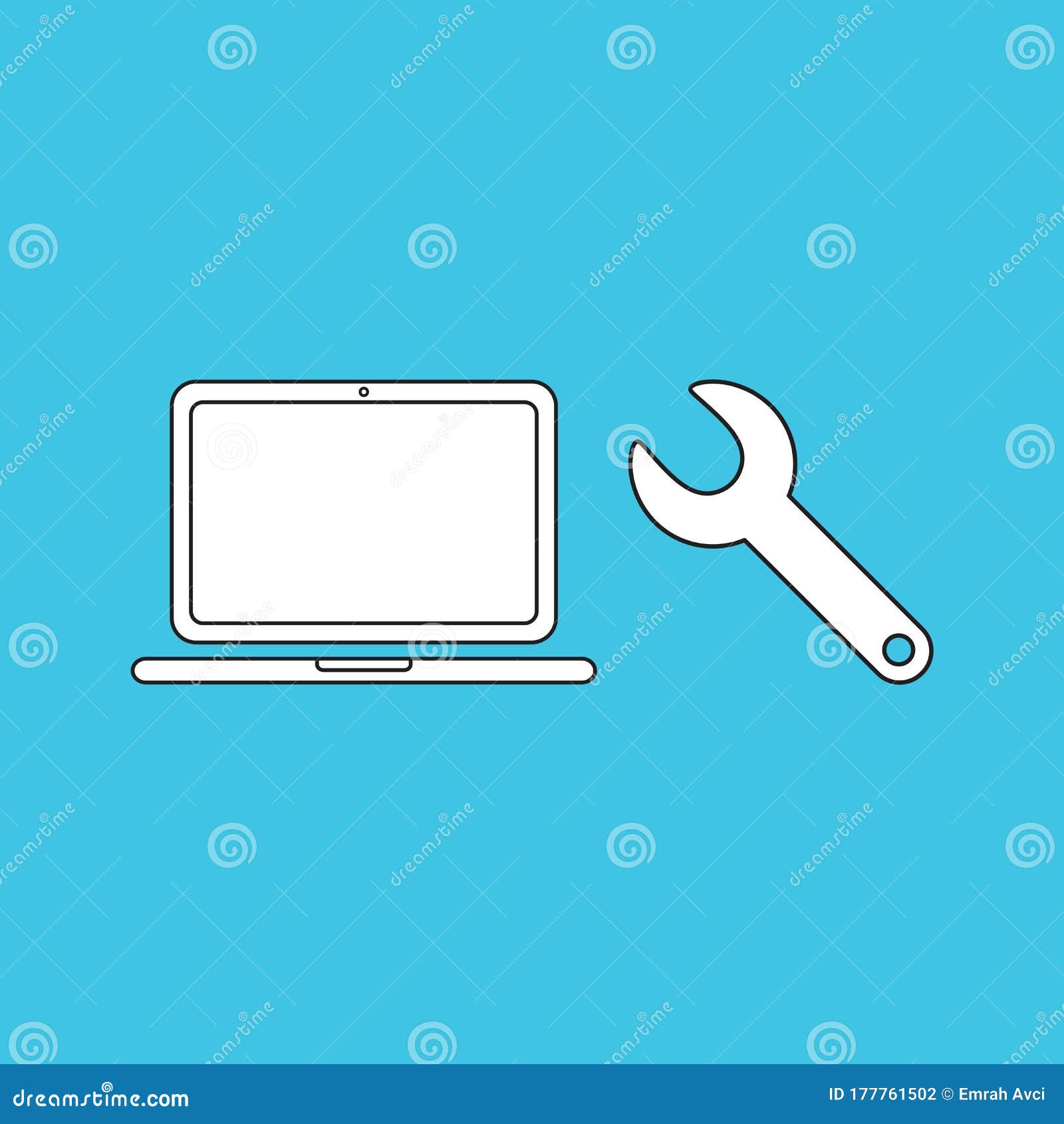 Vector Illustration Concept of Repair Laptop Computer with Spanner ...