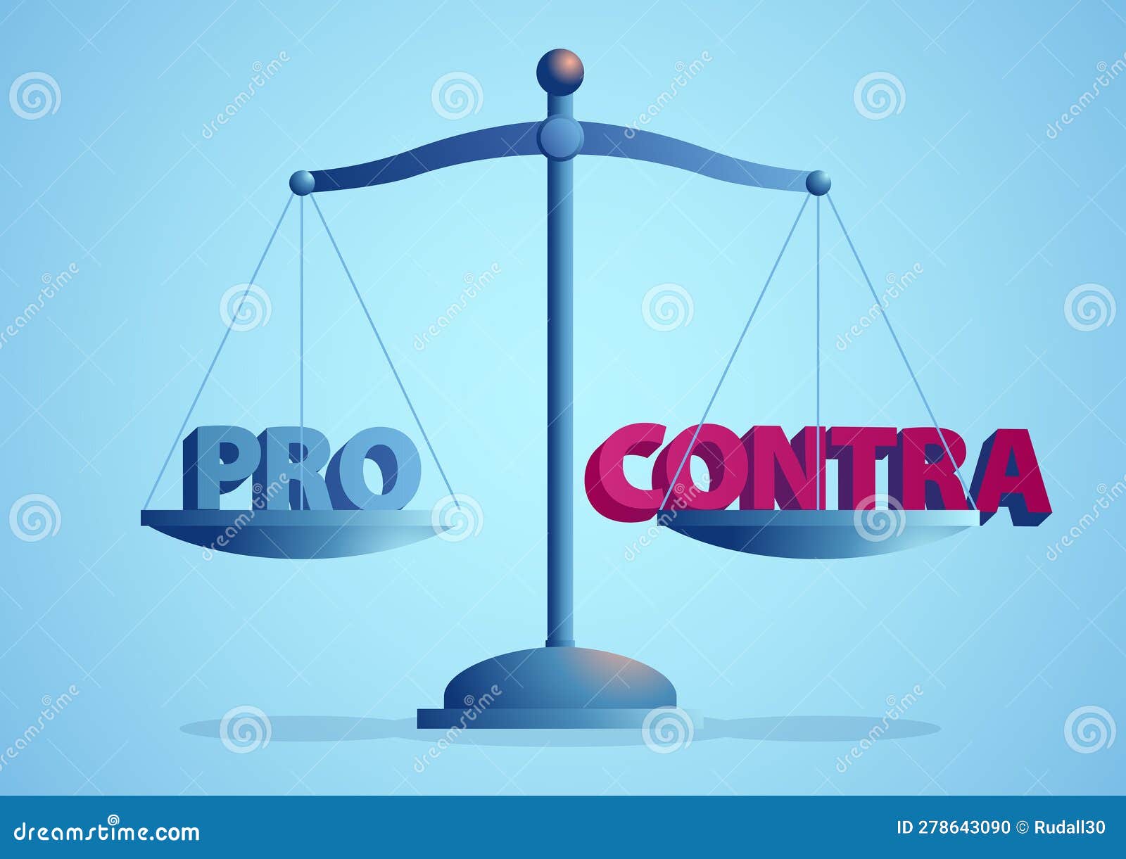 Vector Illustration Concept of a Text Pro and Contra on a Scale Stock ...