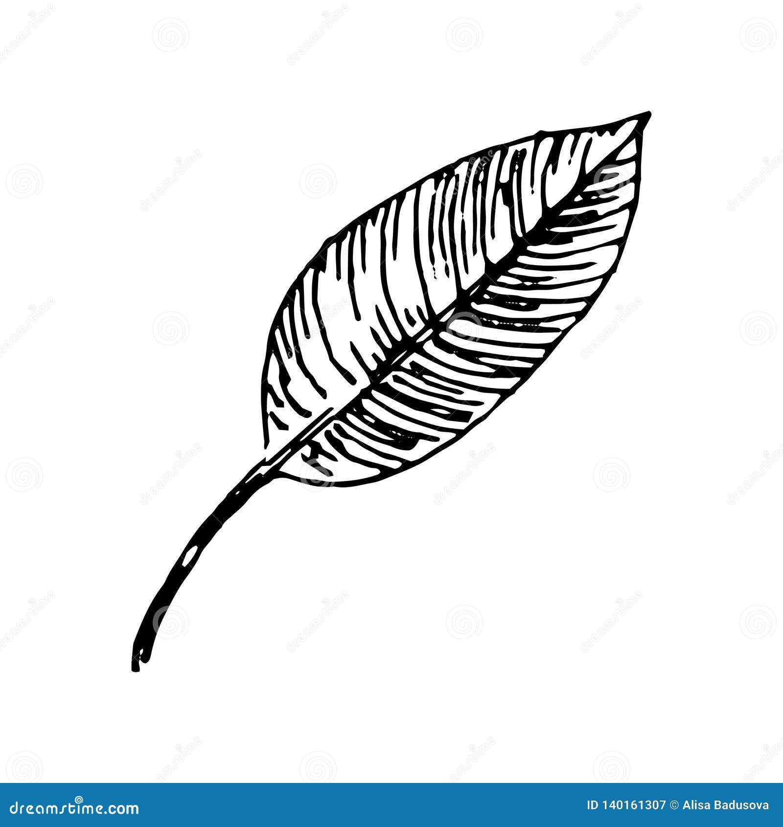 Vector Illustration Concept of Tropical Leaf Music Instrument. Black on ...