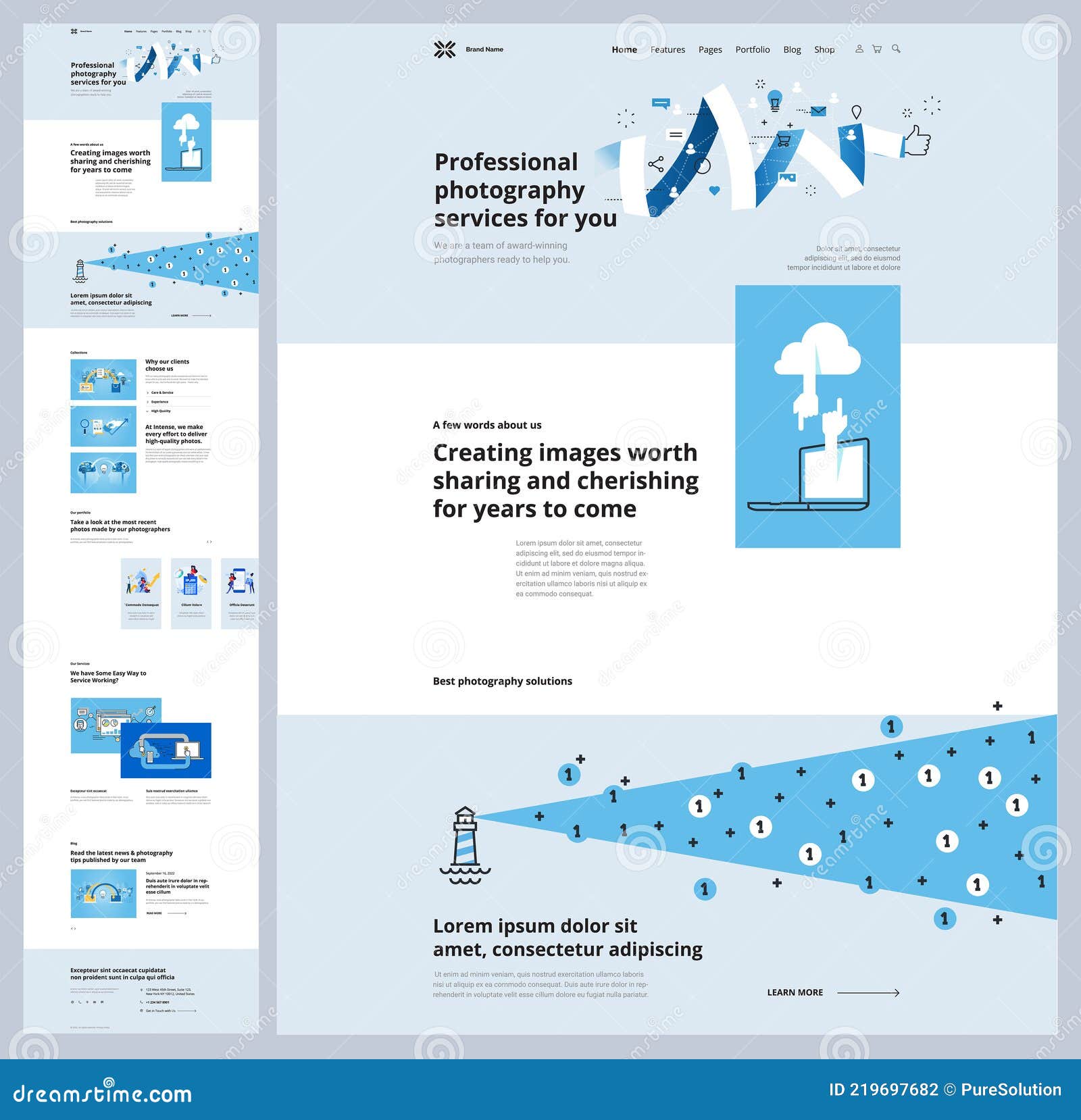 One Page Website Design Template Stock Vector - Illustration of banner ...