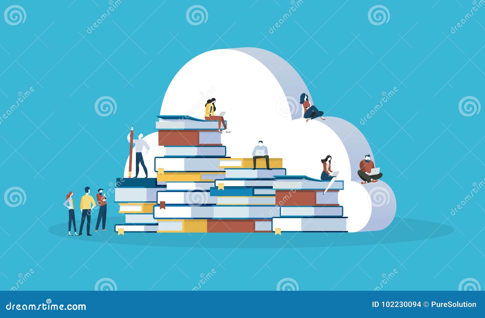 Flat Design Style Web Banner for Online Education, Knowledge Base ...