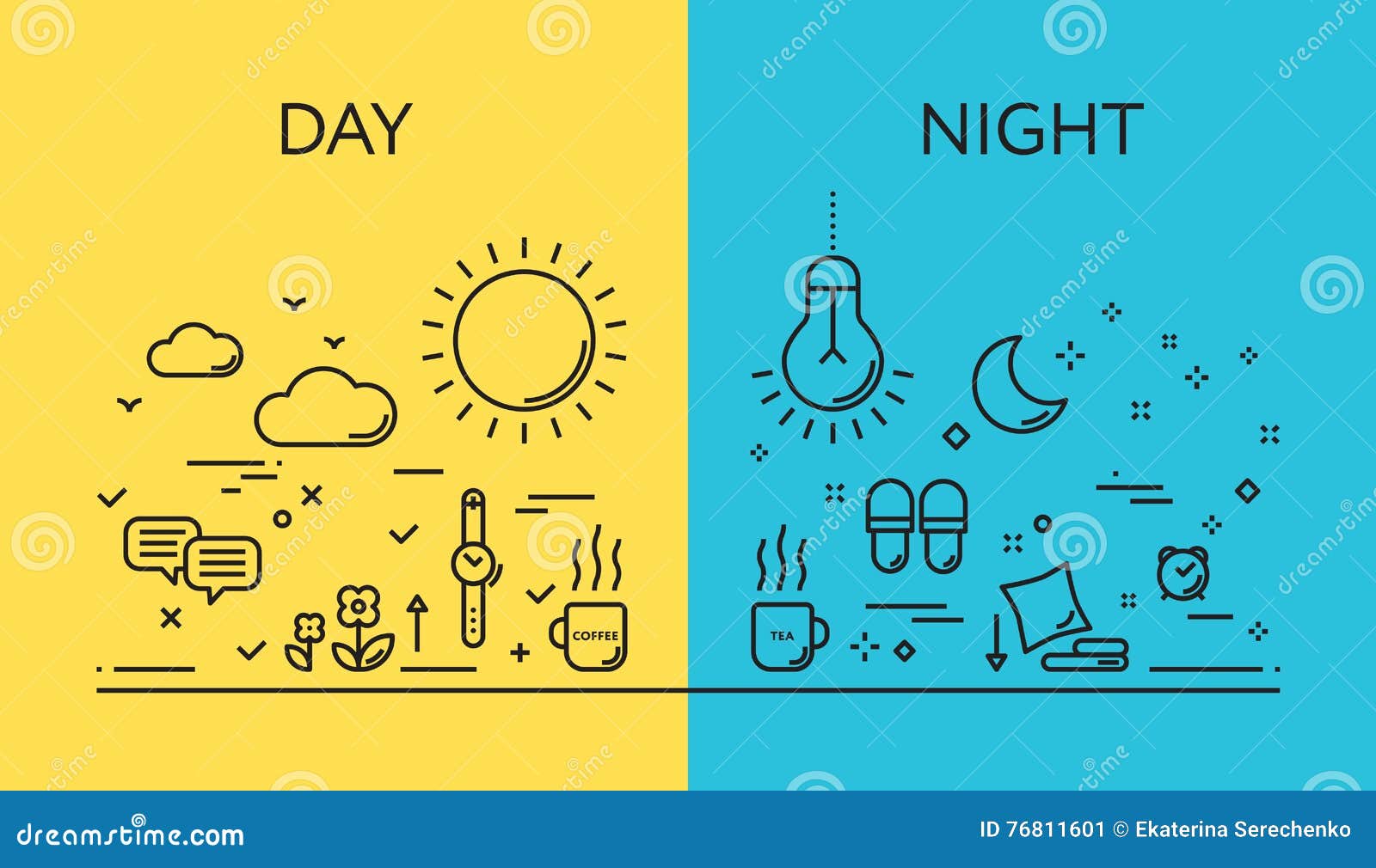 Vector Illustration Concepts of Days and Night Stock Vector ...