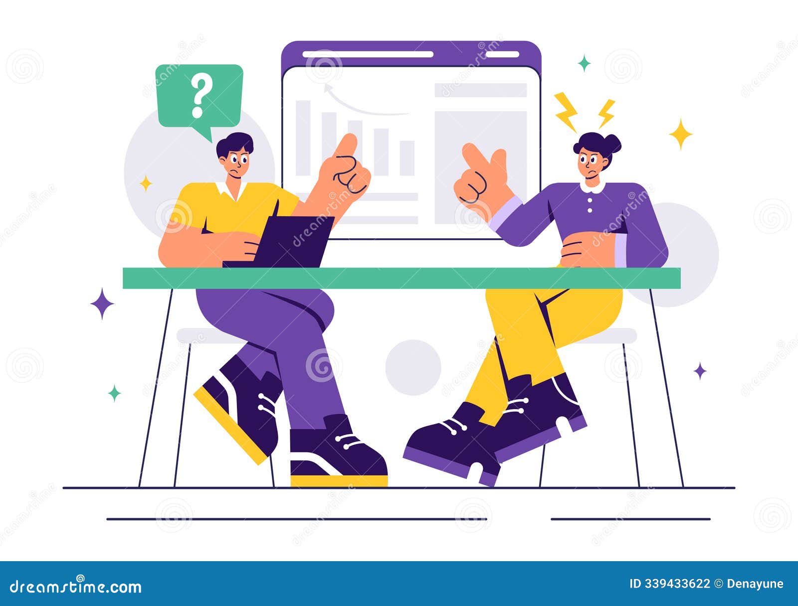 Vector Illustration of Conflict Resolution and Management Featuring Two ...