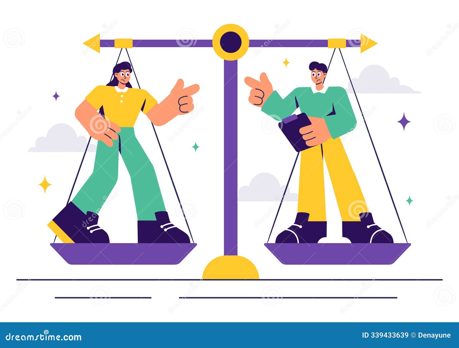 Vector Illustration of Conflict Resolution and Management Featuring Two ...
