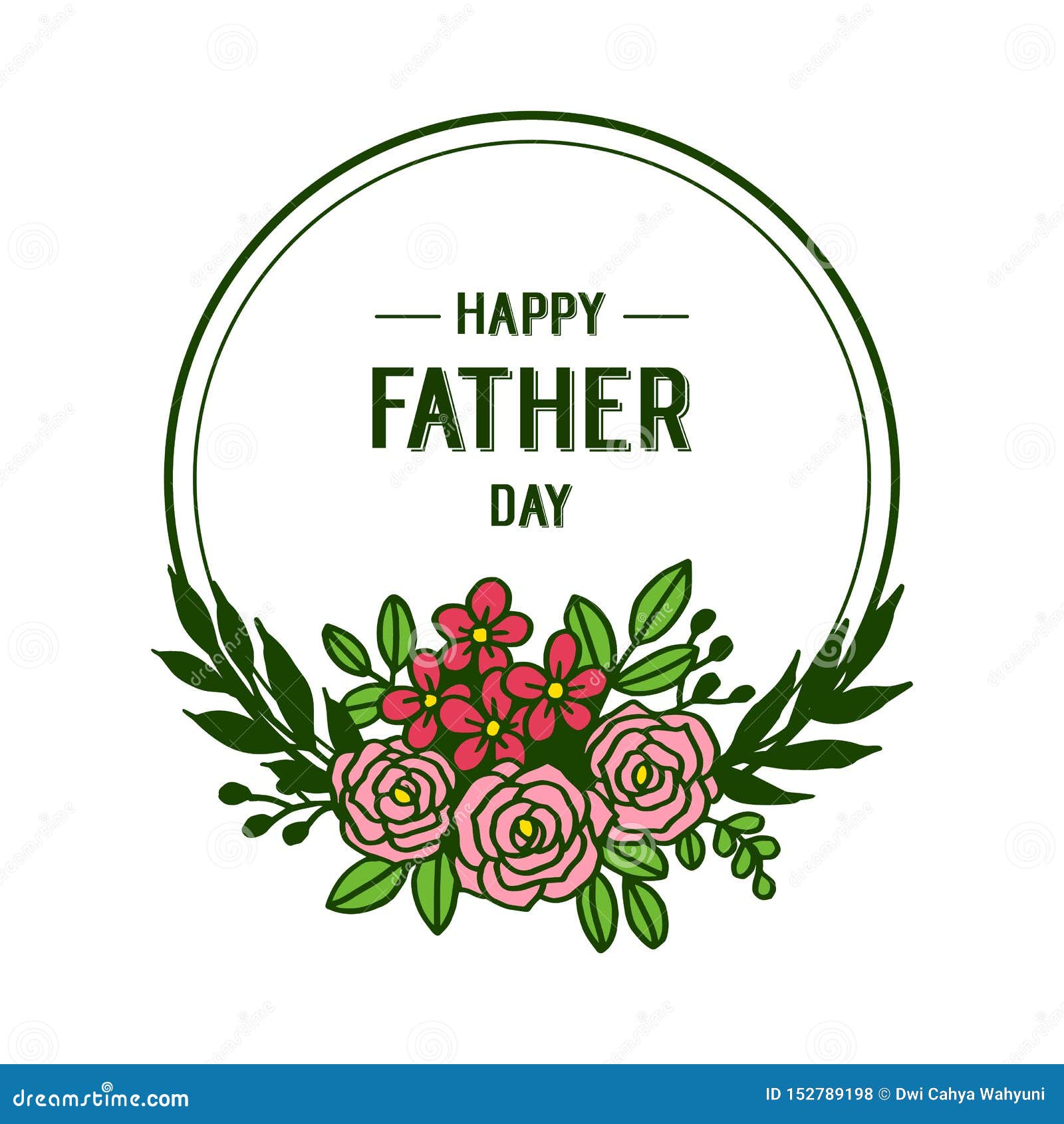 Vector Illustration Congratulation Father Day with Shape Circular of ...