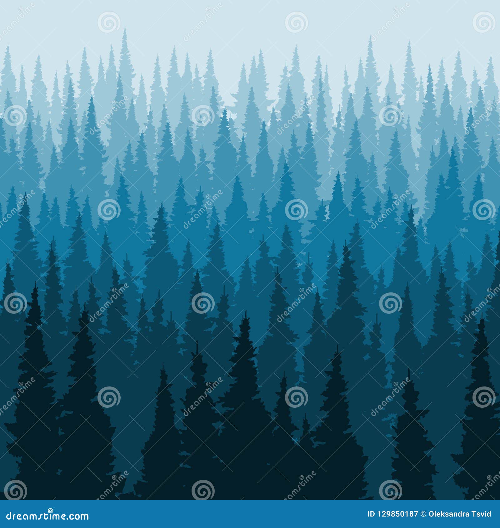 Vector Coniferous Forest Background, Pine Trees Silhouette Template ...
