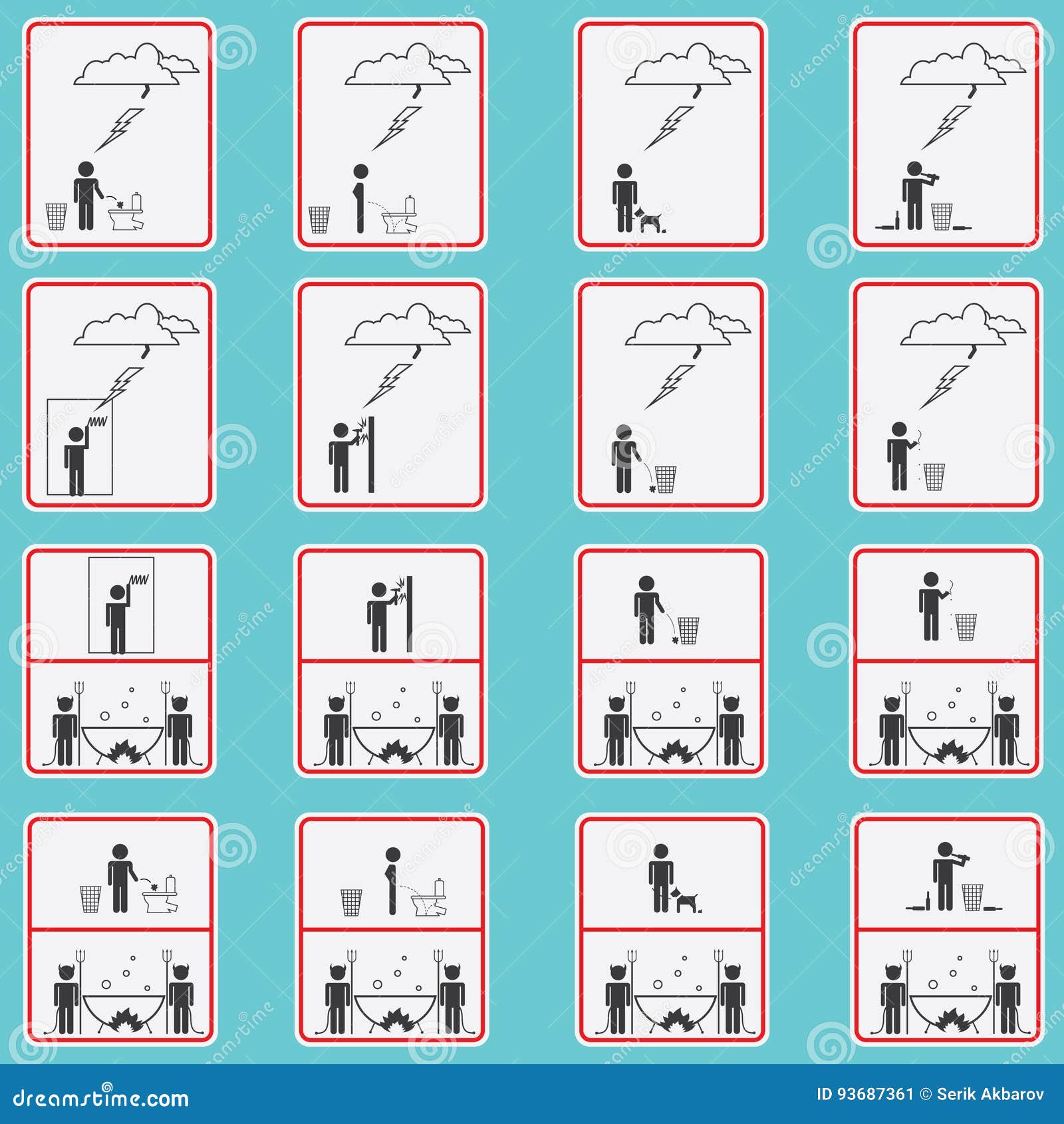 Vector Illustration Consisting of Four Images Stock Illustration ...