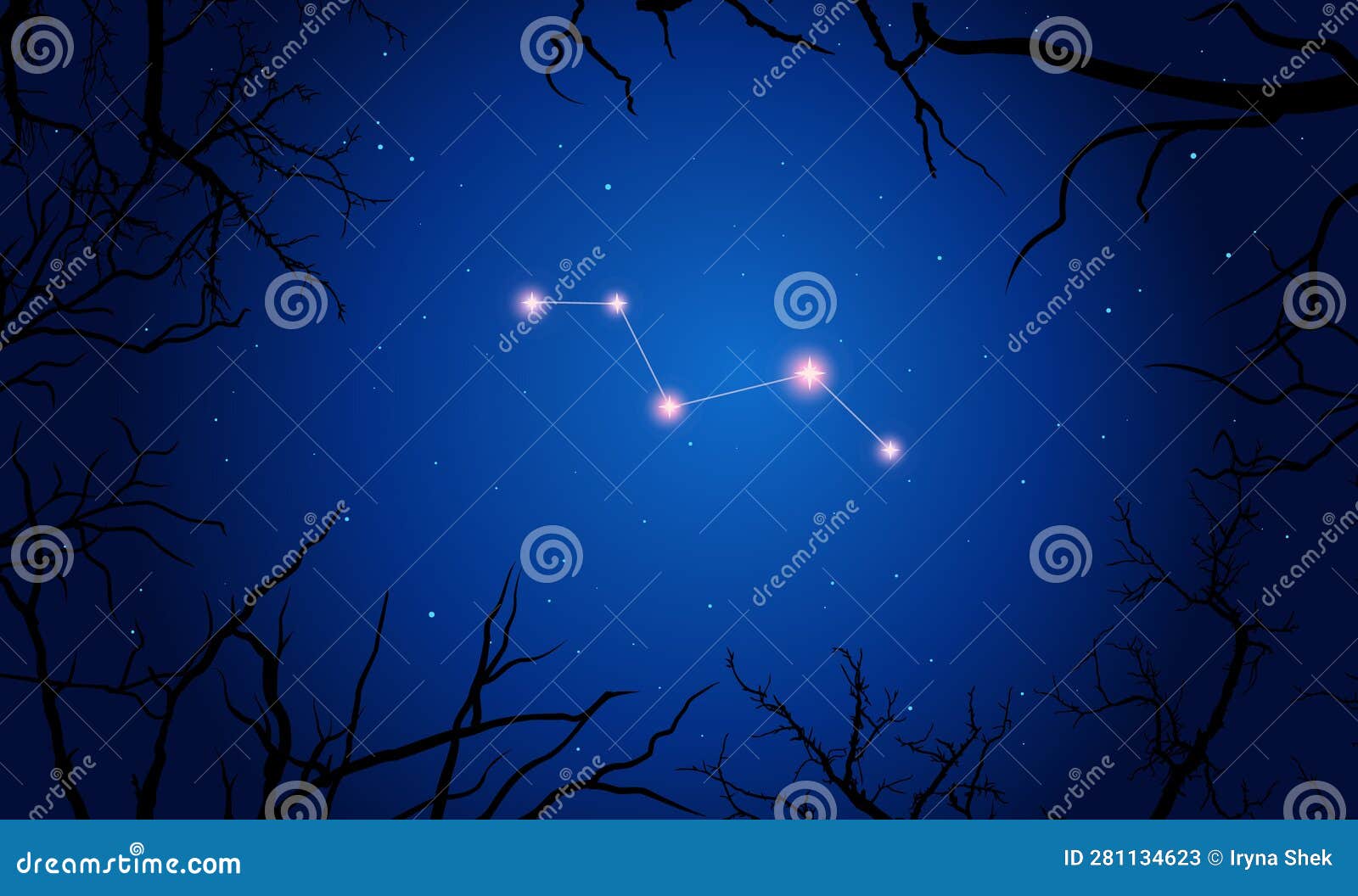 Vulpecula The Fox Constellation Map On A Starry Space Background. Stars ...