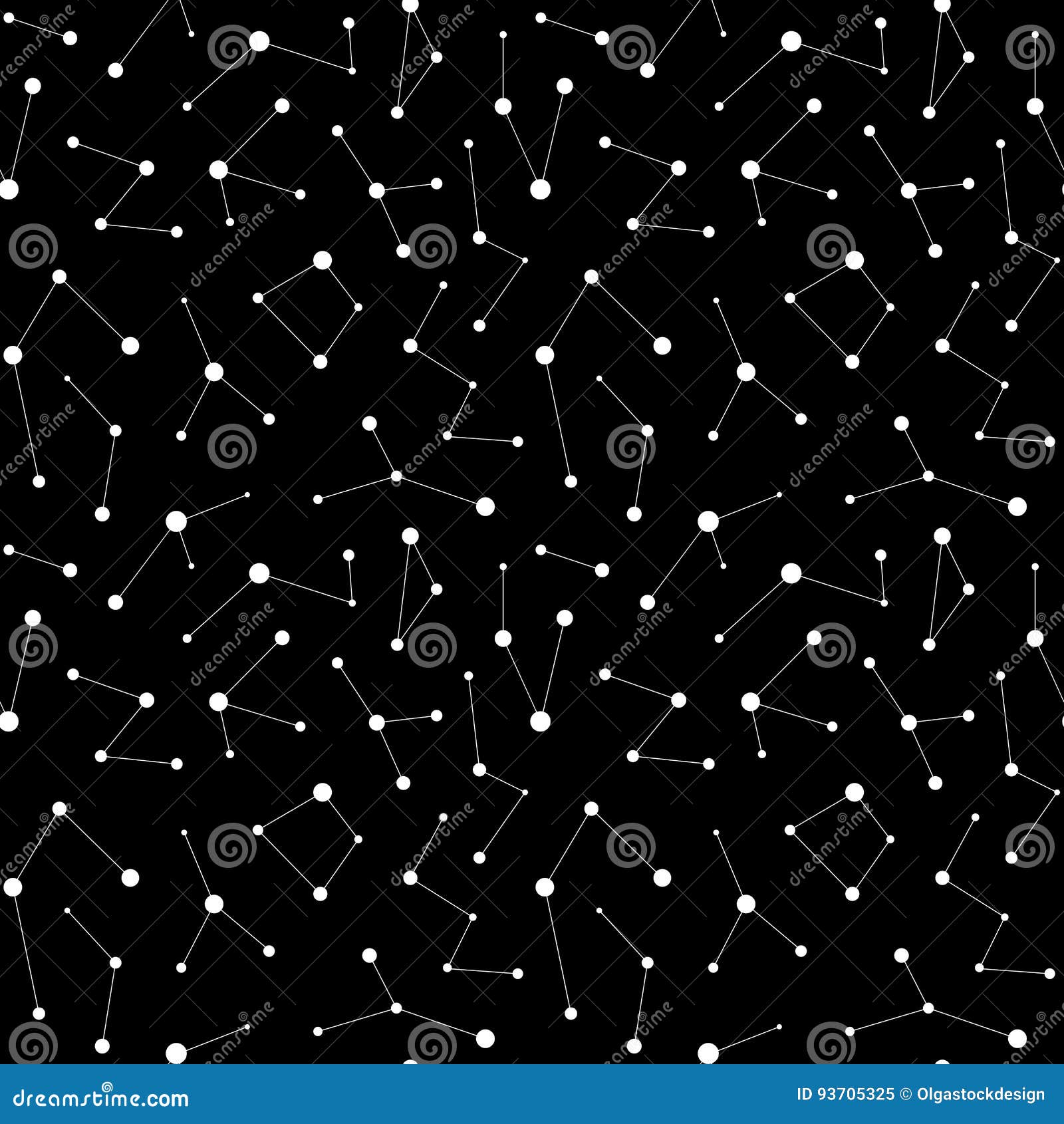 Vector Illustration of Constellations, Sky Map, Seamless Pattern Stock ...