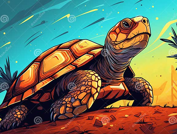 Vector Illustration of Friendly Turtle Stock Illustration ...
