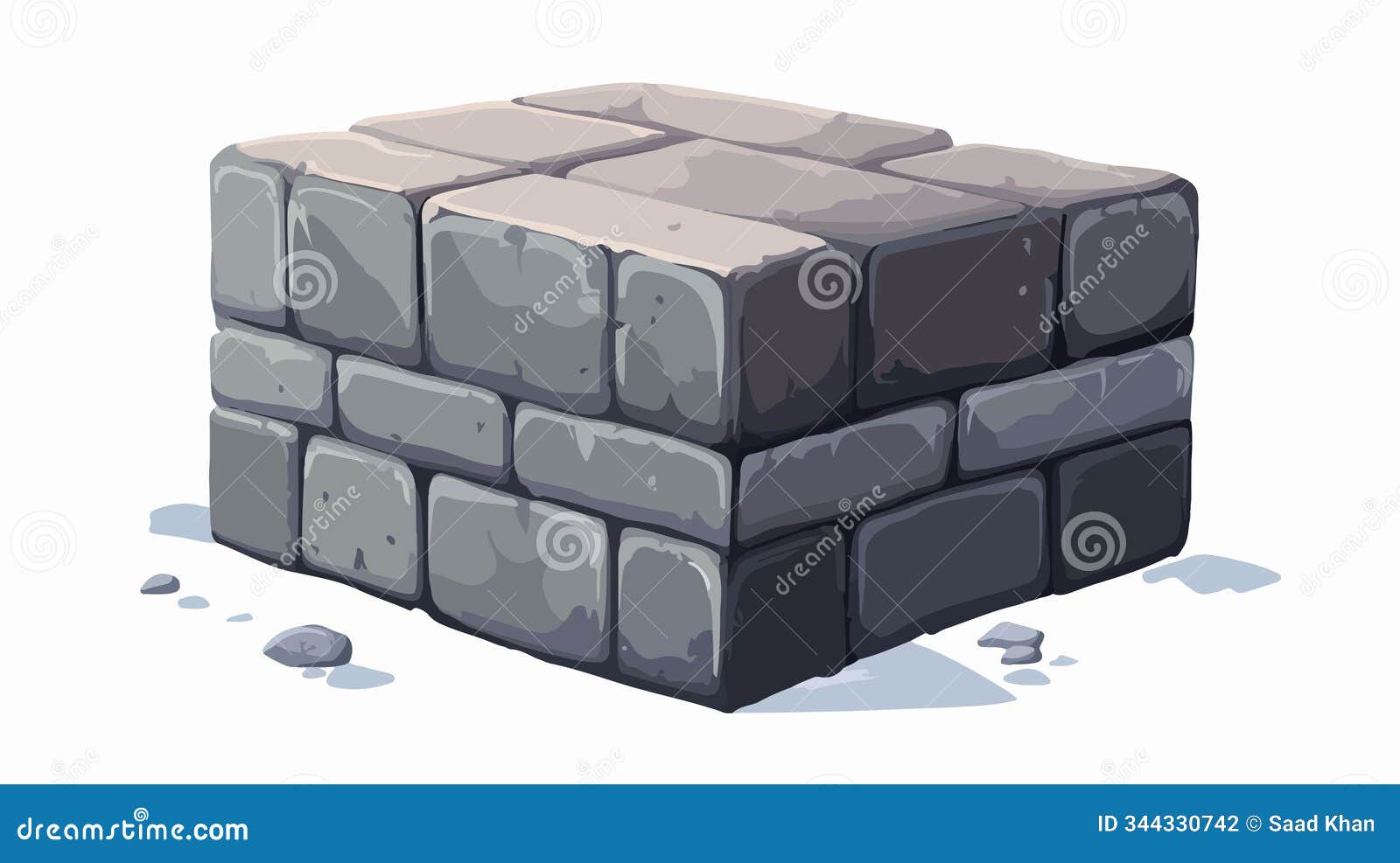 Cinder Block Concrete Building Material Vector Illustration Isolated On ...