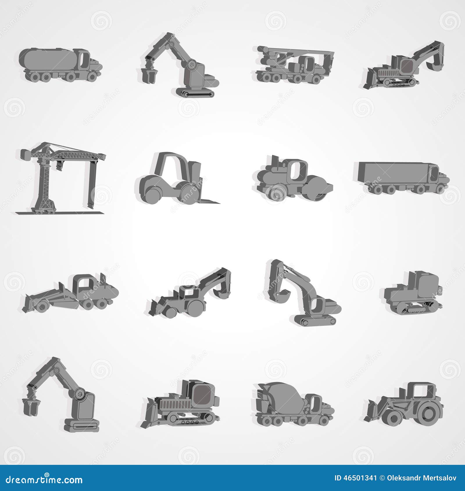 Vector Illustration Construction Machinery Background Stock Vector ...