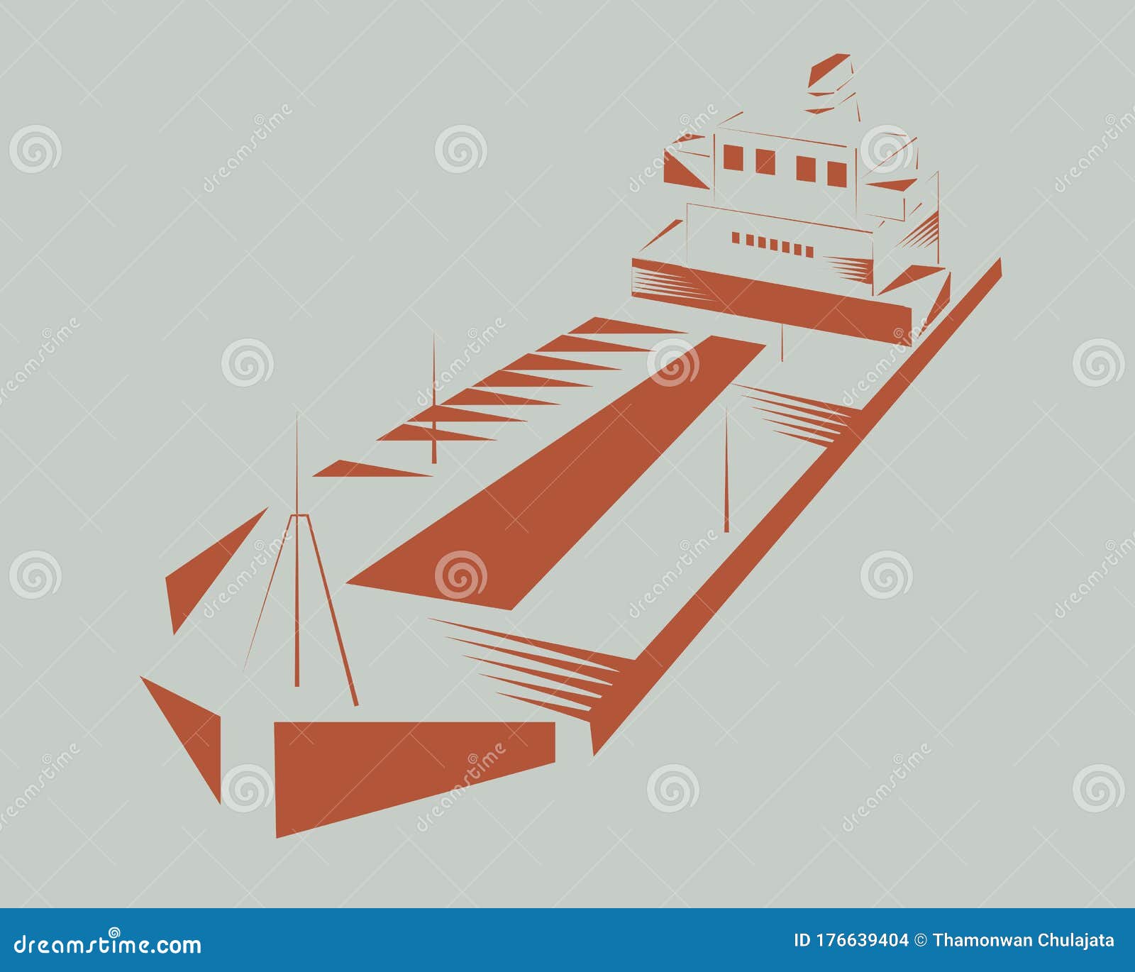Cargo Freighter Boat. Flat Vector Illustration. Isolated On Blue ...