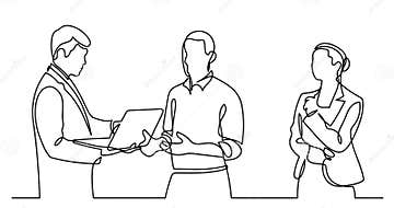 Continuous Line Drawing of Business People Talking Stock Vector ...