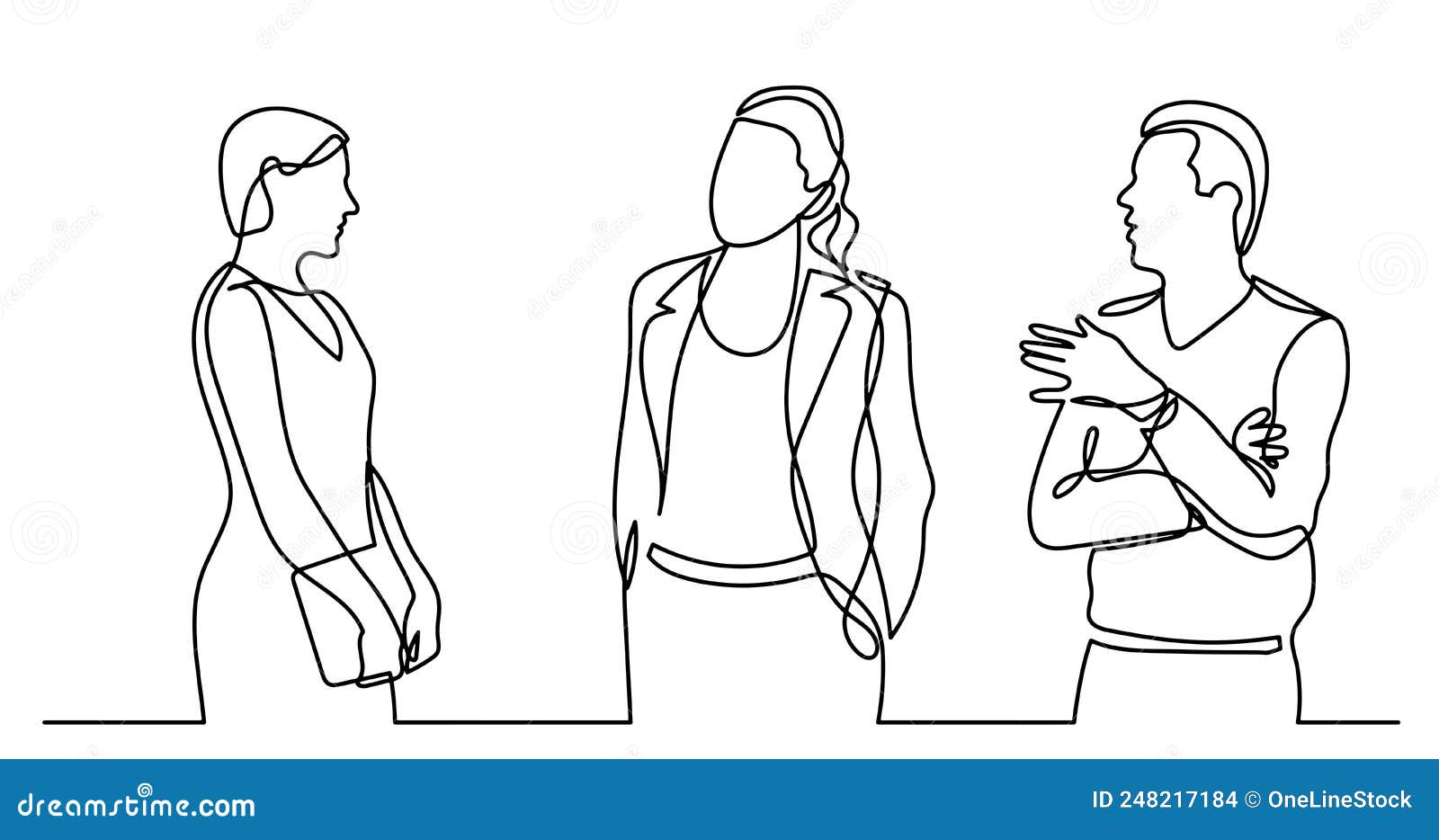Continuous Line Drawing of Business People Talking Stock Illustration ...