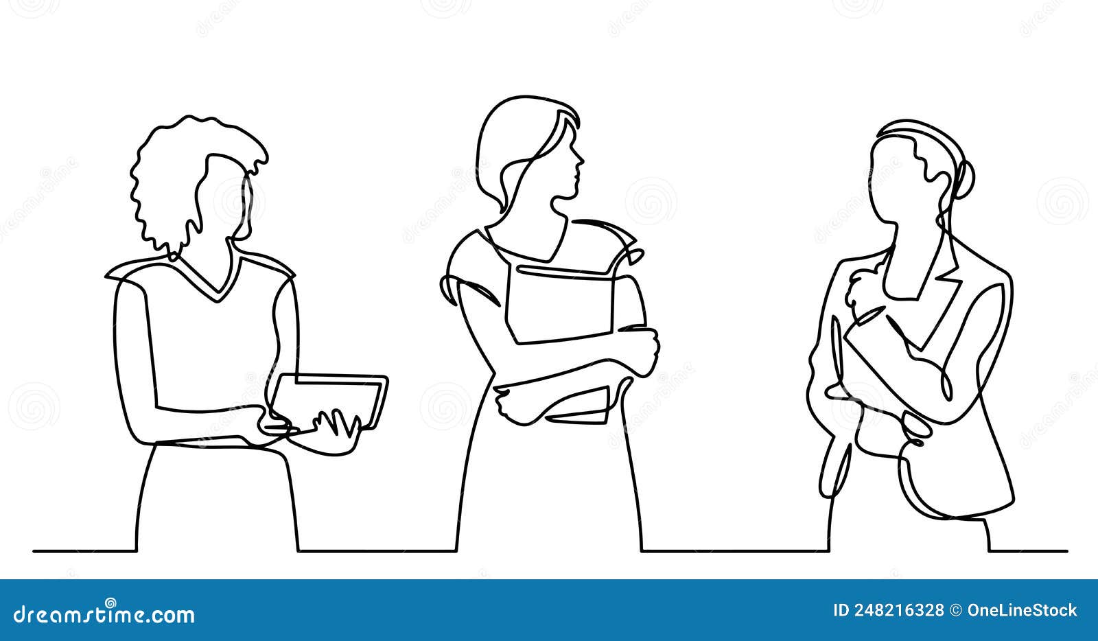 Continuous Line Drawing of Business People Talking Stock Illustration ...