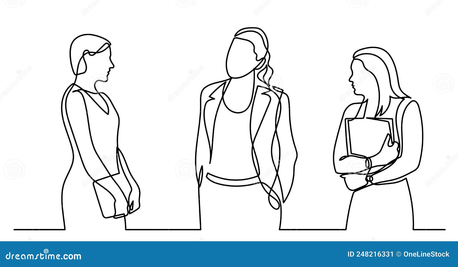 Continuous Line Drawing of Business People Talking Stock Vector ...