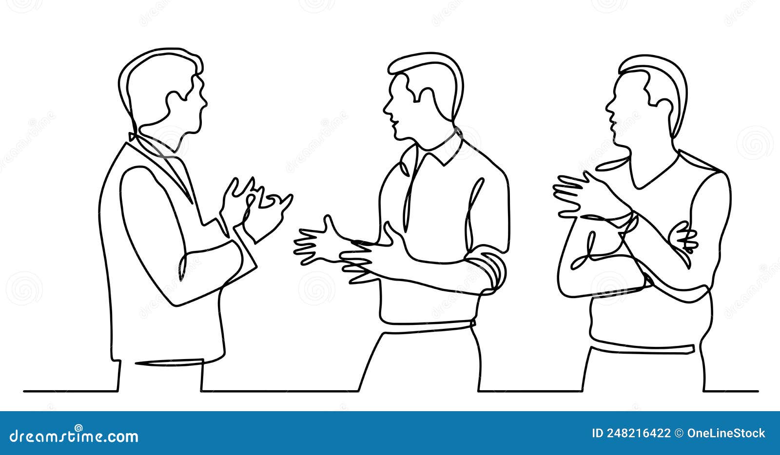 Continuous Line Drawing of Business People Talking Stock Vector ...