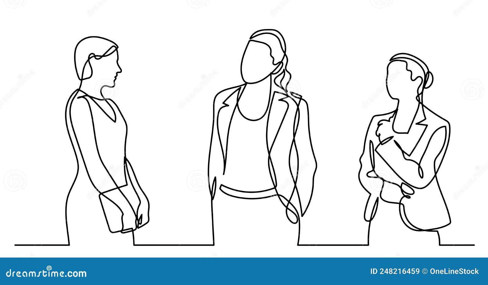 Continuous Line Drawing of Business People Talking Stock Illustration ...