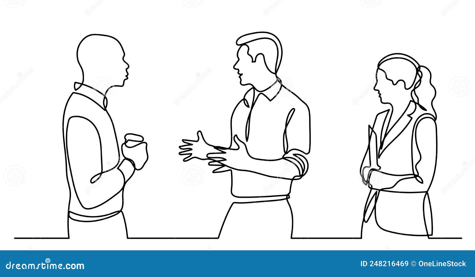 Continuous Line Drawing of Business People Talking Stock Illustration ...