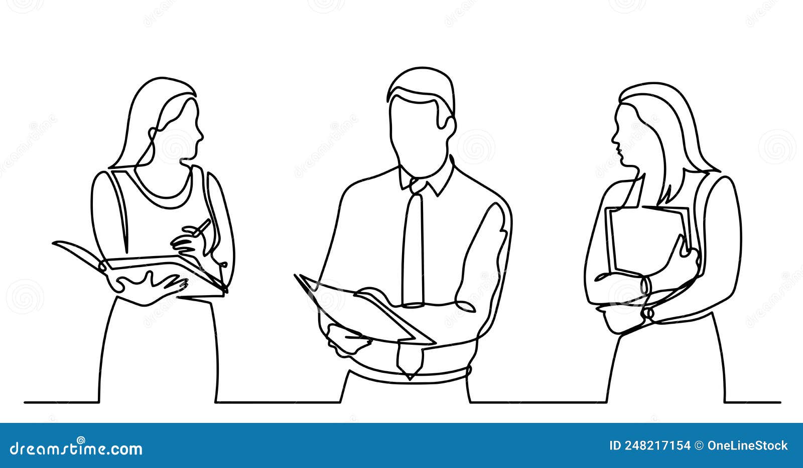 Continuous Line Drawing of Business People Talking Stock Illustration ...
