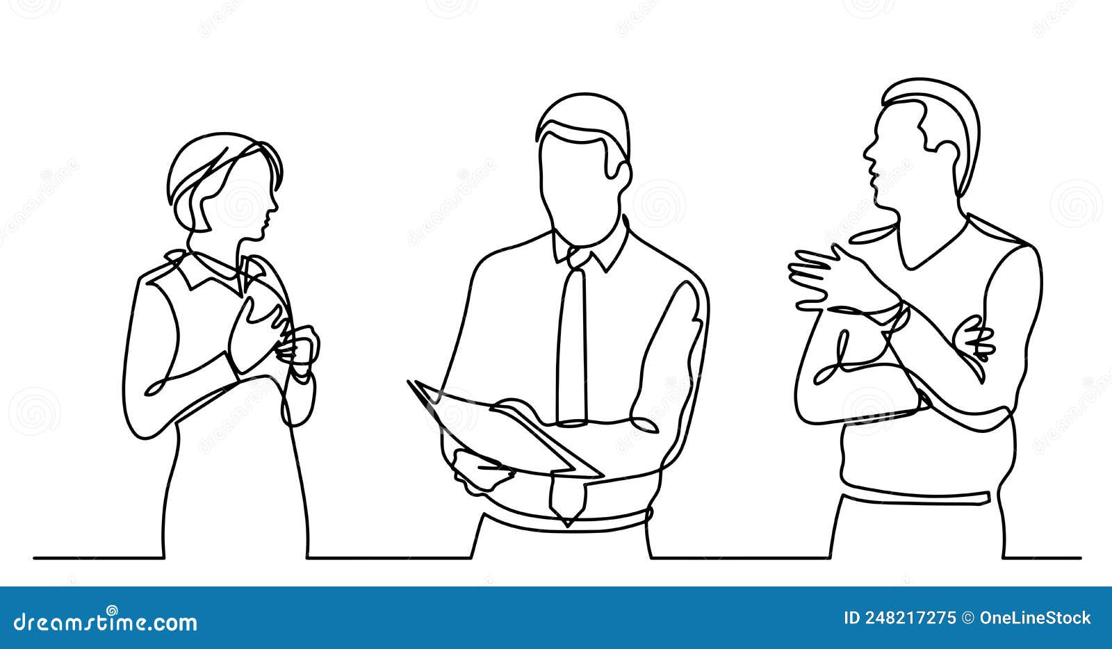 Continuous Line Drawing of Business People Talking Stock Illustration ...