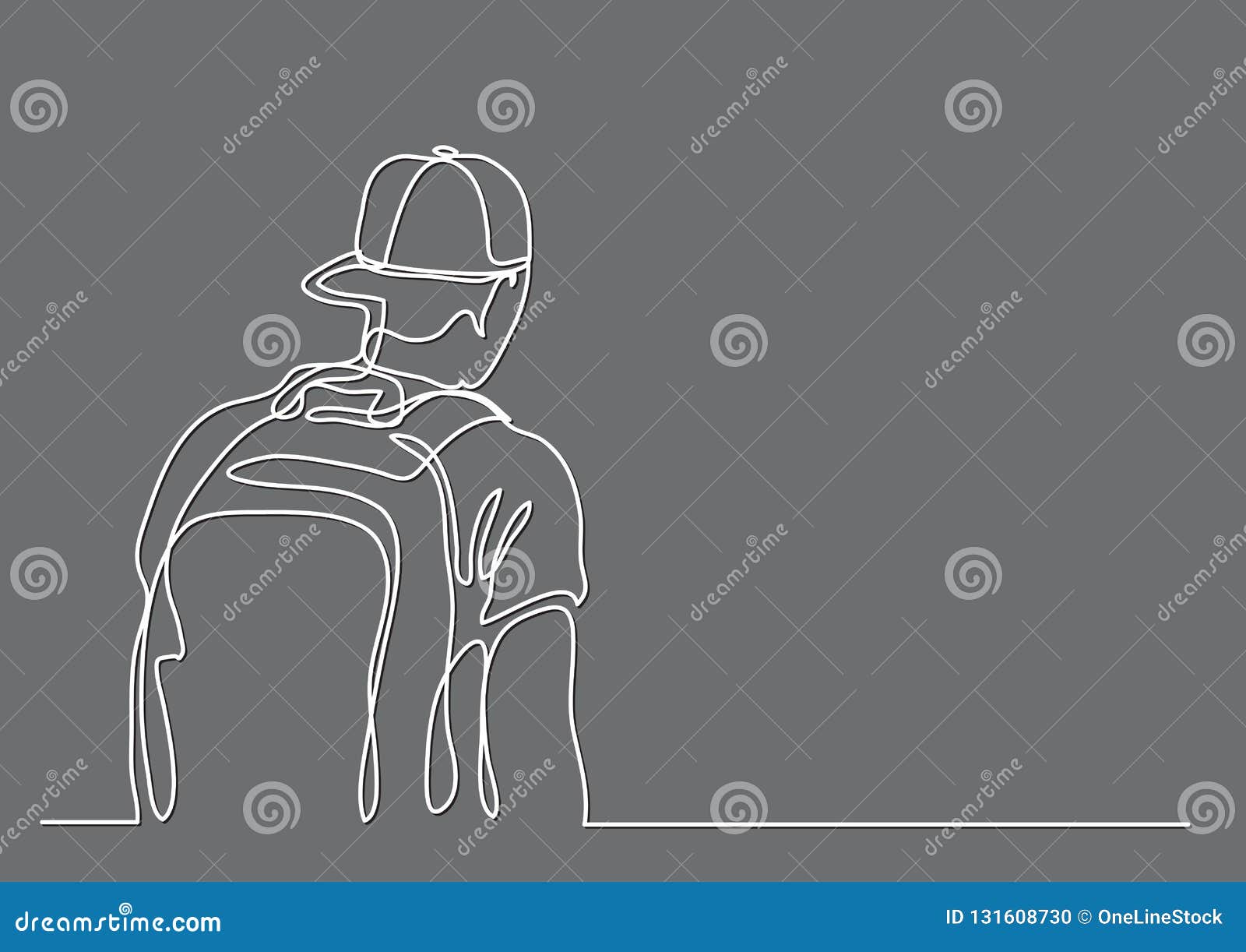 Continuous Line Drawing of Man with Backpack Stock Vector ...