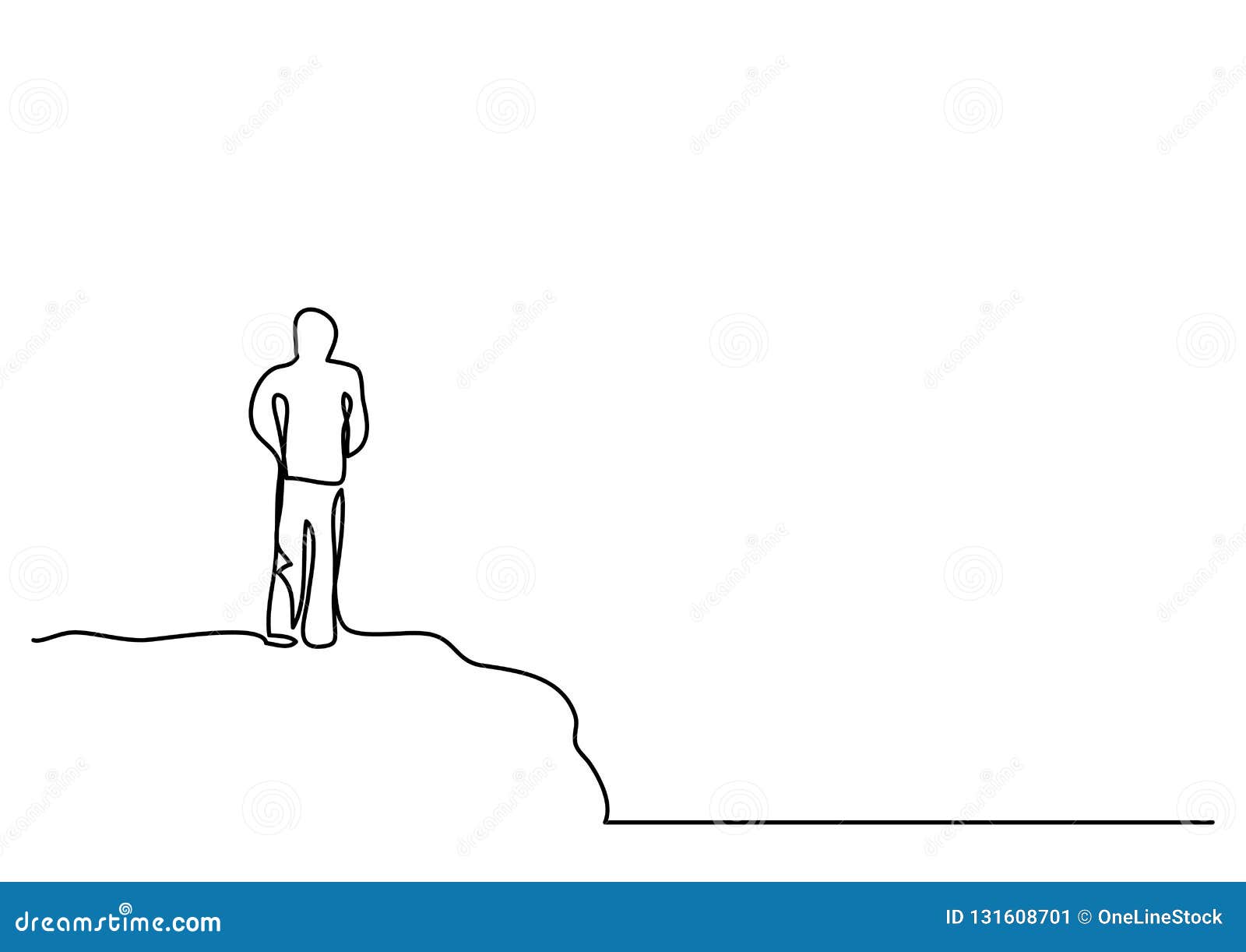 Continuous Line Drawing of Man on the Cliff Stock Vector - Illustration ...