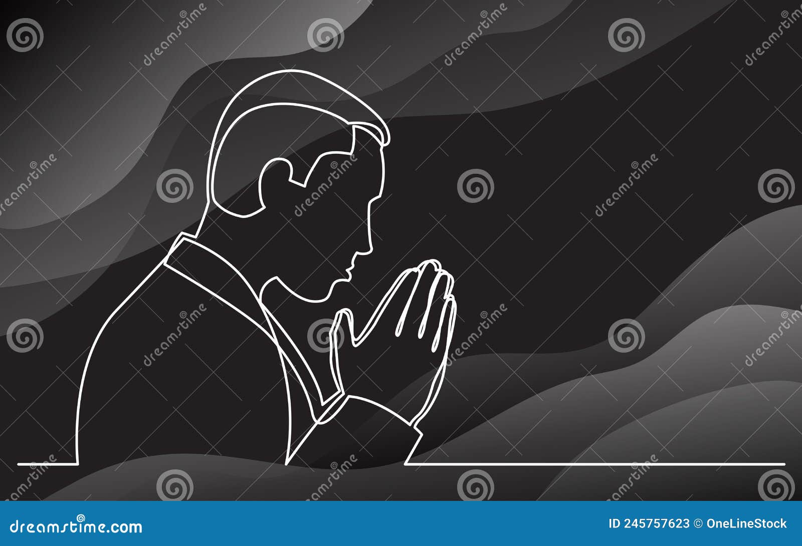 Continuous Line Drawing of Praying Man Stock Vector - Illustration of ...