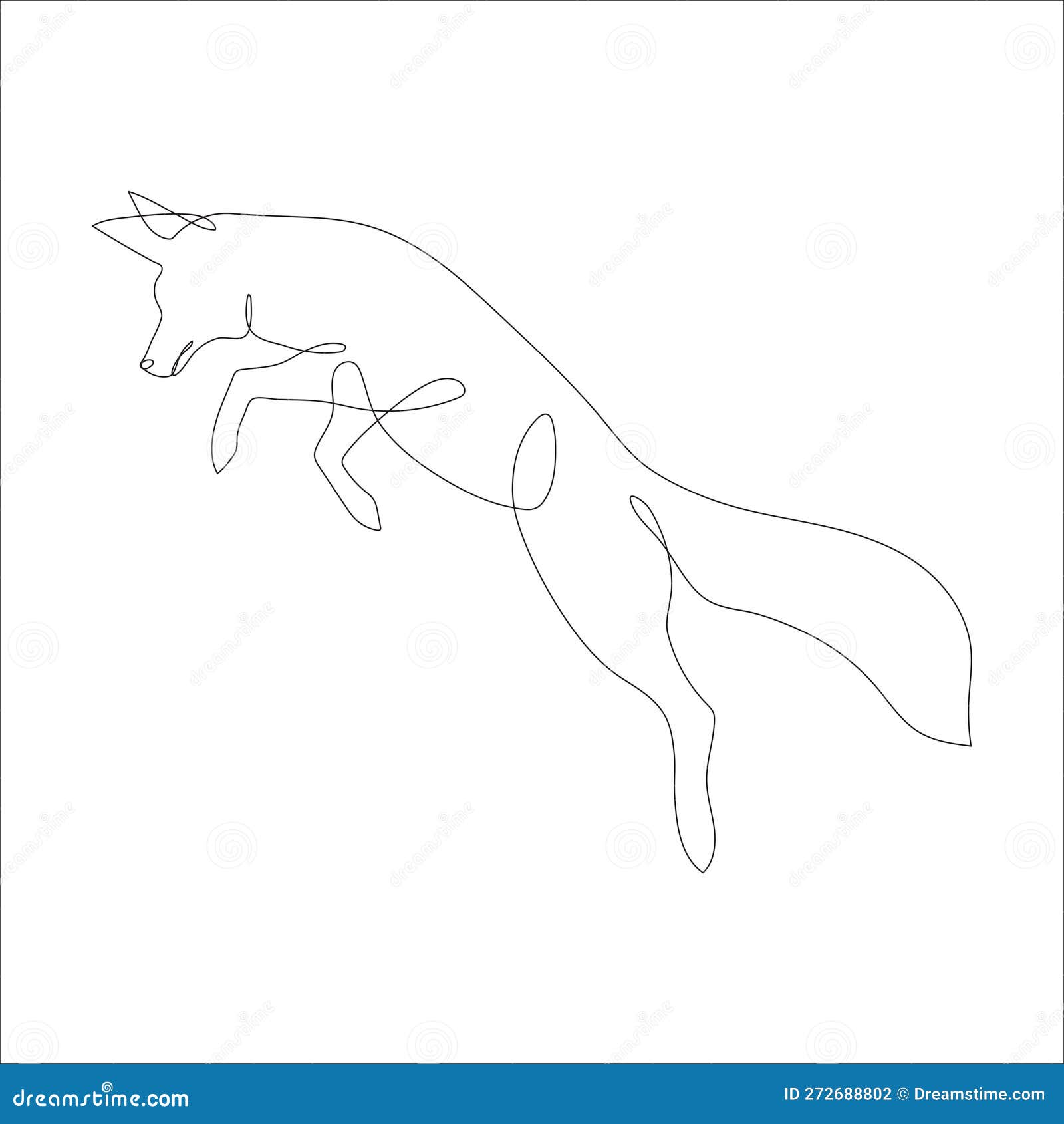 Vector Illustration Continuous One Line Drawing of a Fox Stock Vector ...