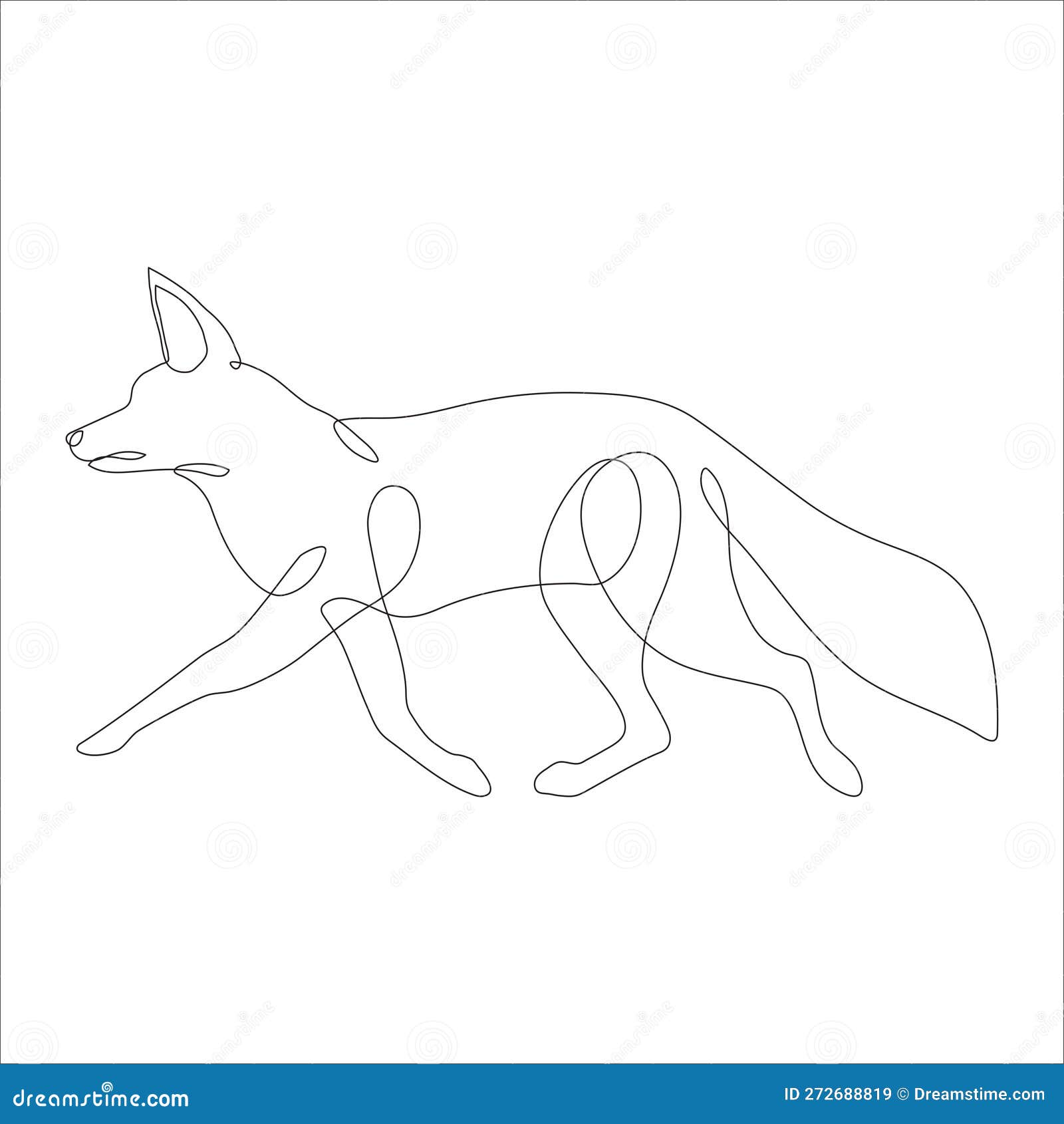 Vector Illustration Continuous One Line Drawing of a Fox Stock Vector ...