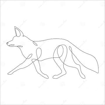 Vector Illustration Continuous One Line Drawing of a Fox Stock Vector ...
